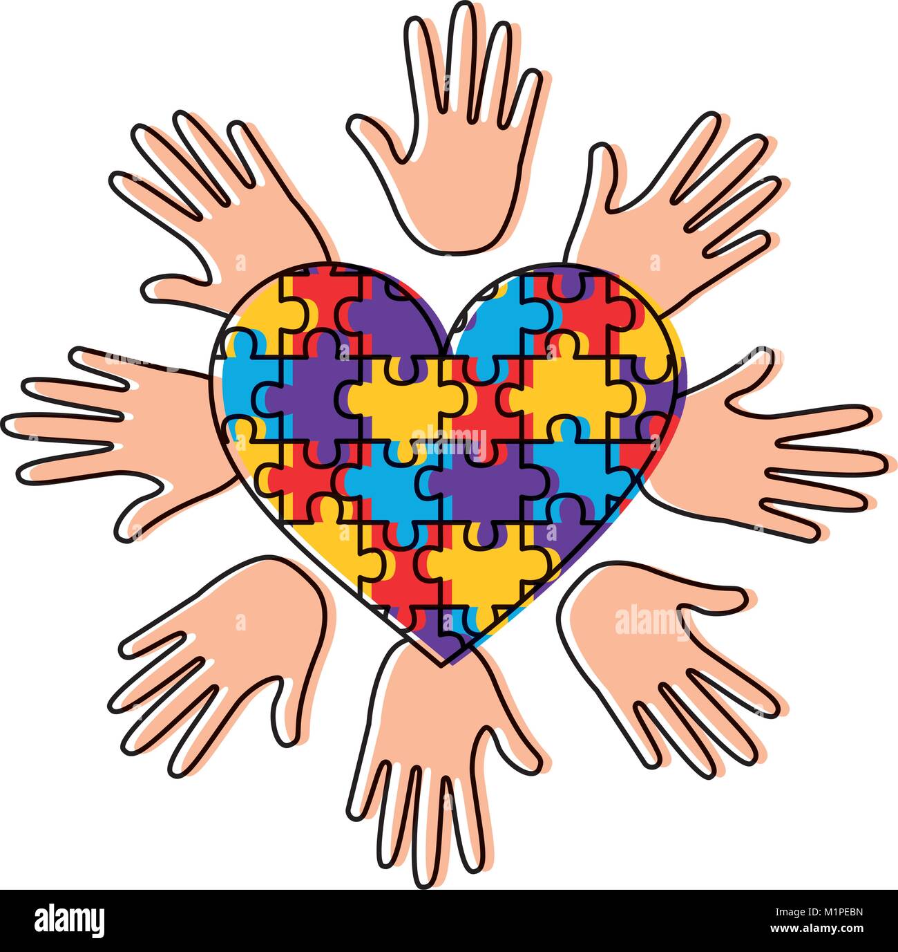 puzzle pieces heart love with hand icon image Stock Vector Image & Art ...