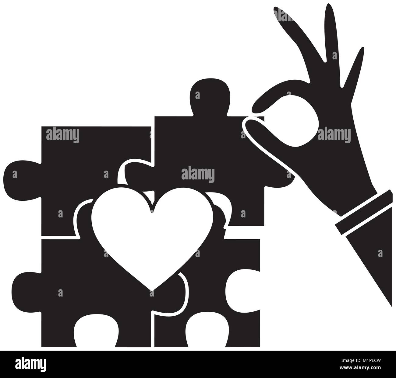 puzzle pieces heart love with hand icon image Stock Vector Image & Art ...