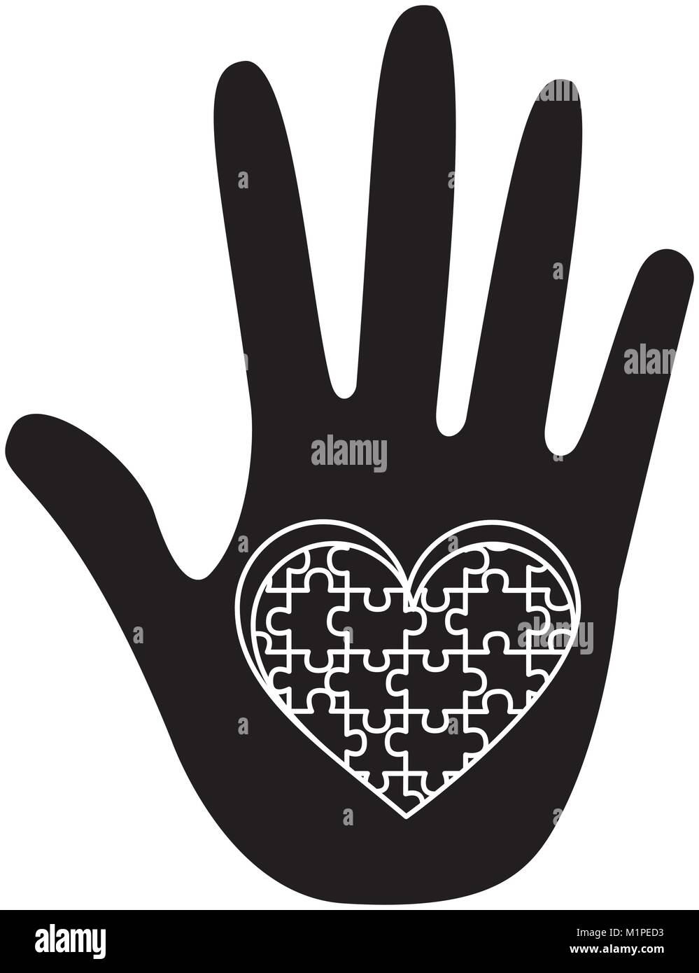 puzzle pieces heart love with hand icon image Stock Vector Image & Art ...