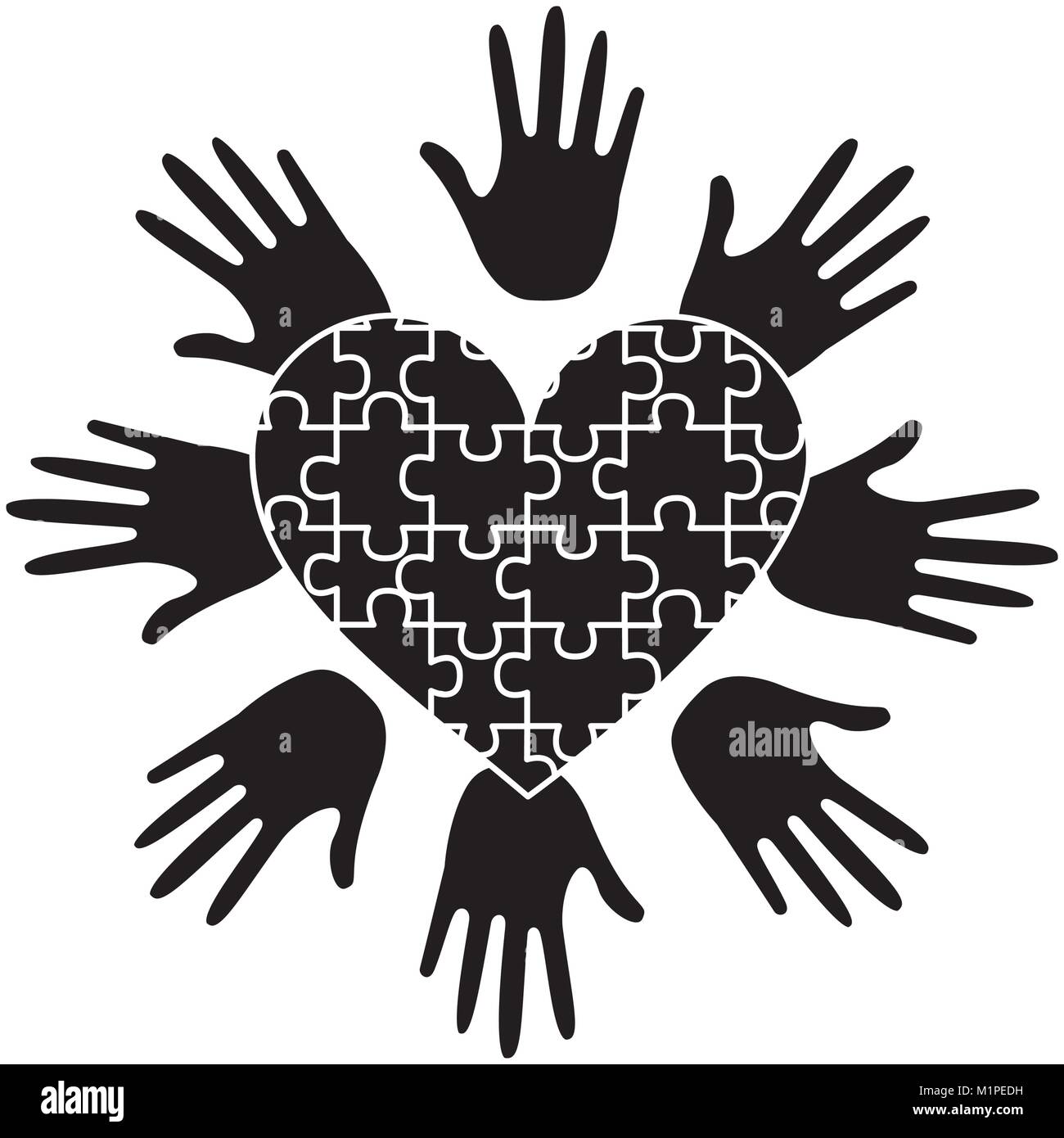 puzzle pieces heart love with hand icon image Stock Vector Image & Art ...