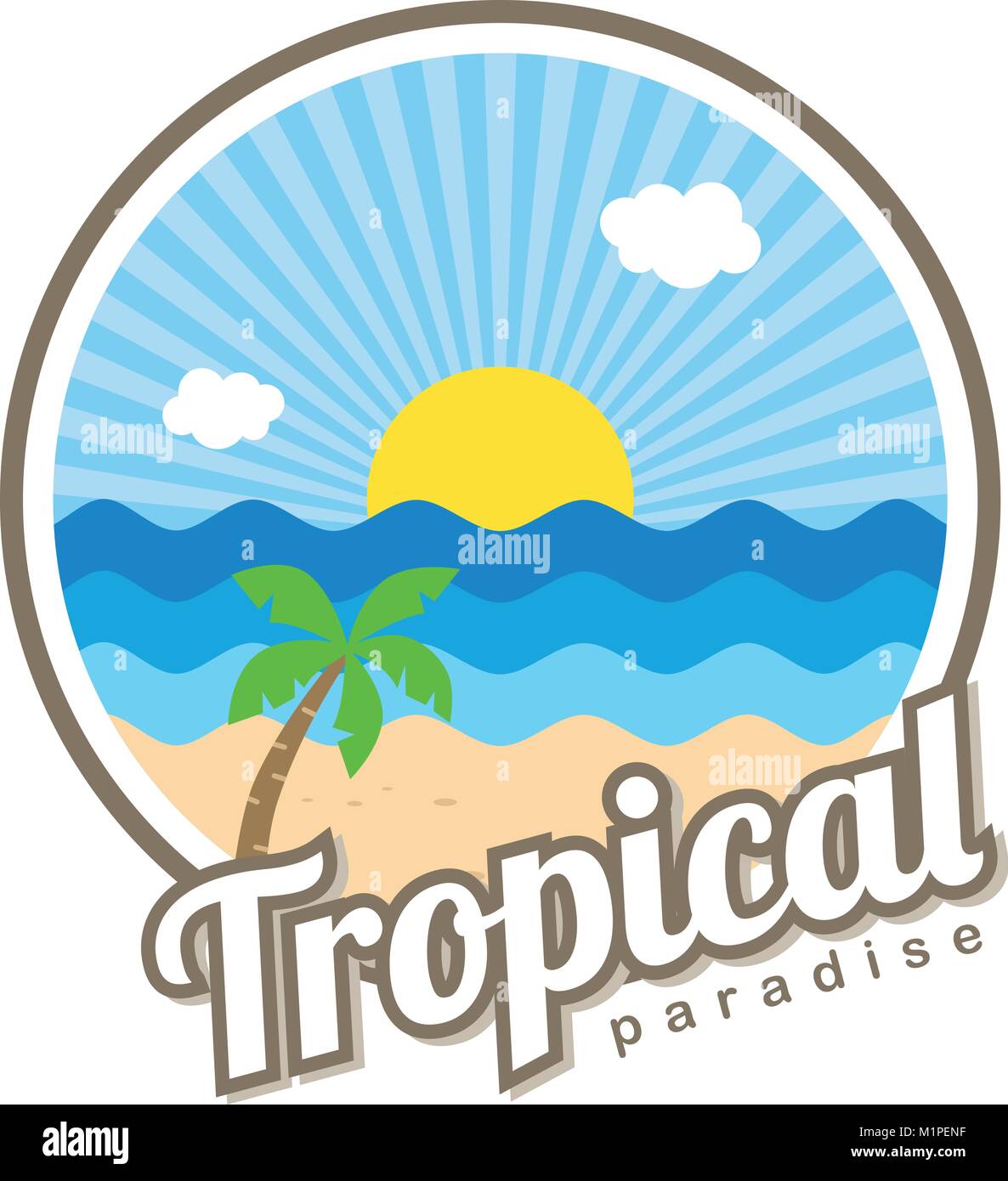 beach time tropical island summer vacation vector art logo template ...