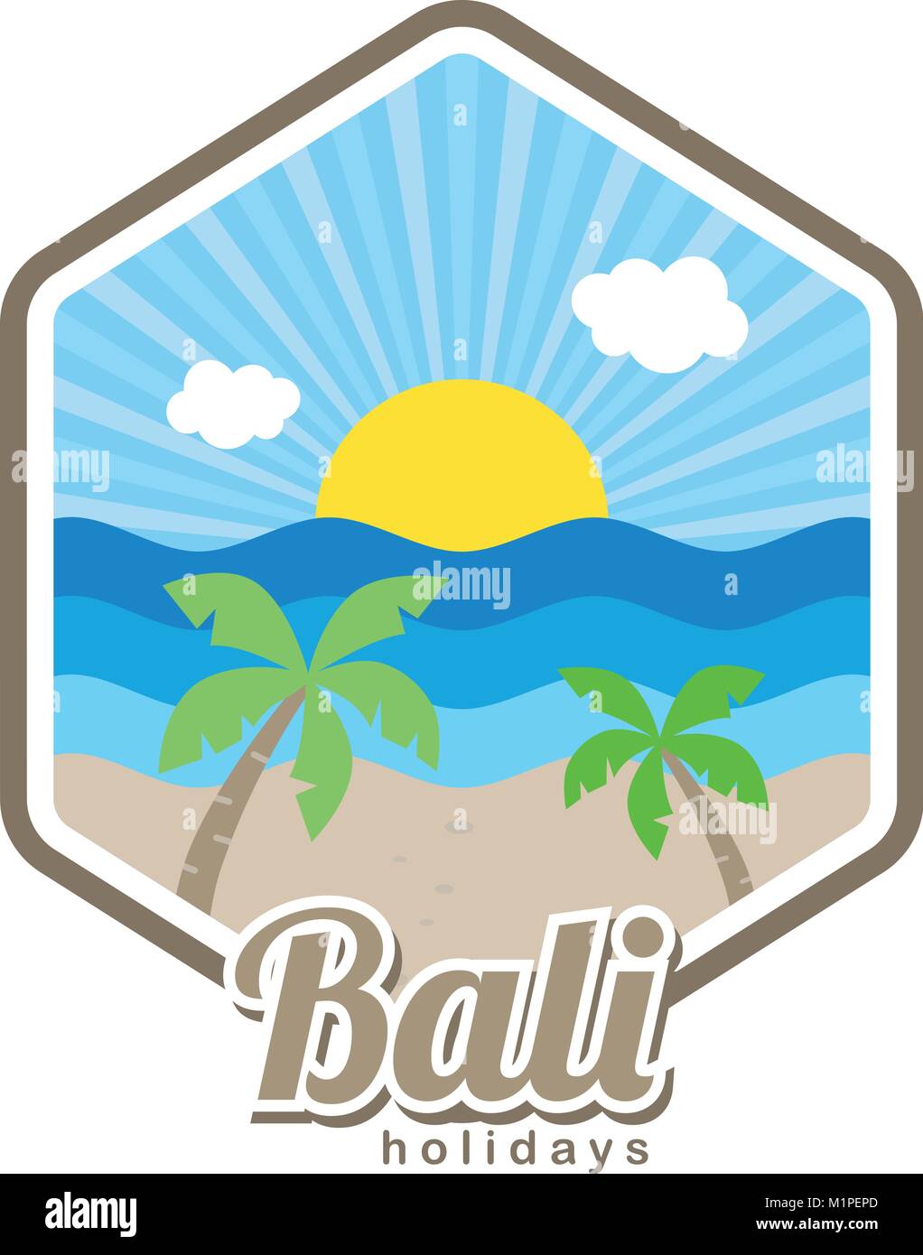beach time tropical island bali summer vacation vector art logo ...