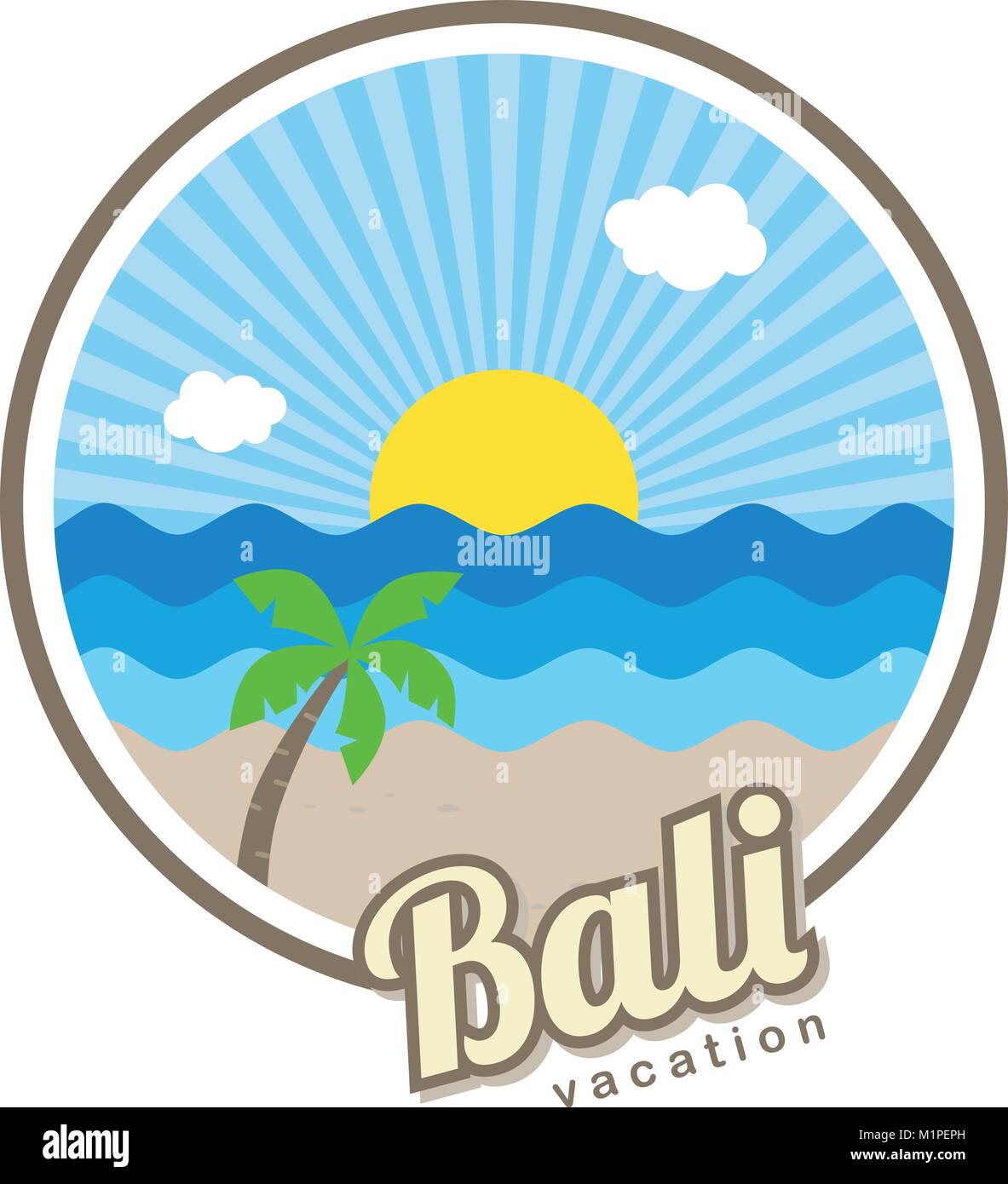 beach time tropical island bali summer vacation vector art logo ...