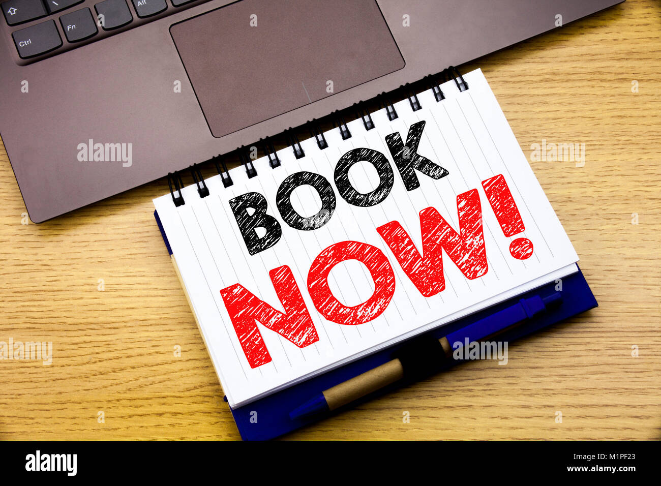 Hand writing text caption inspiration showing Book Now. Business ...