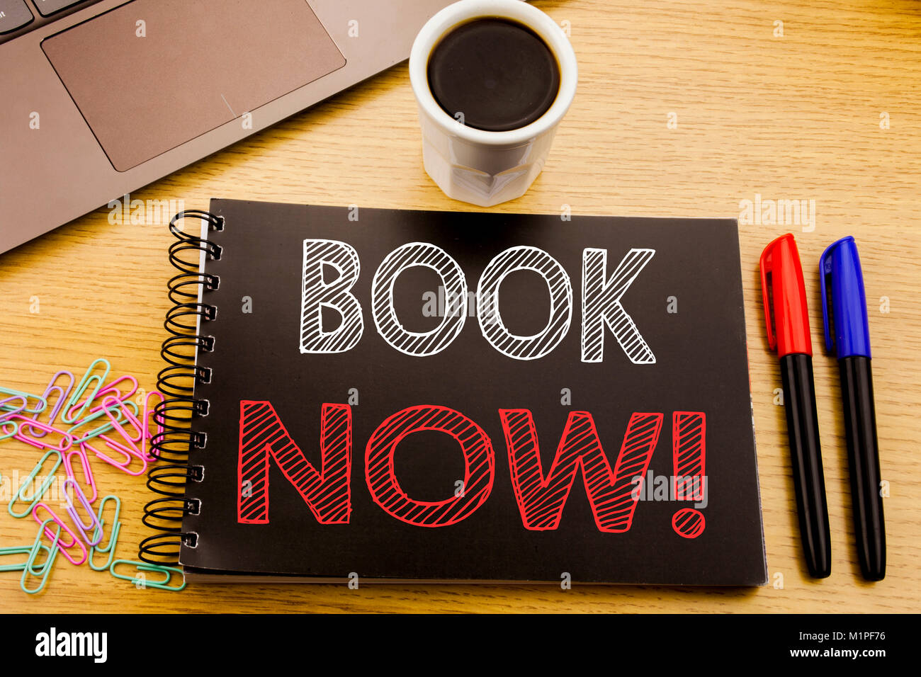 Handwriting Announcement text showing Book Now. Business concept for ...