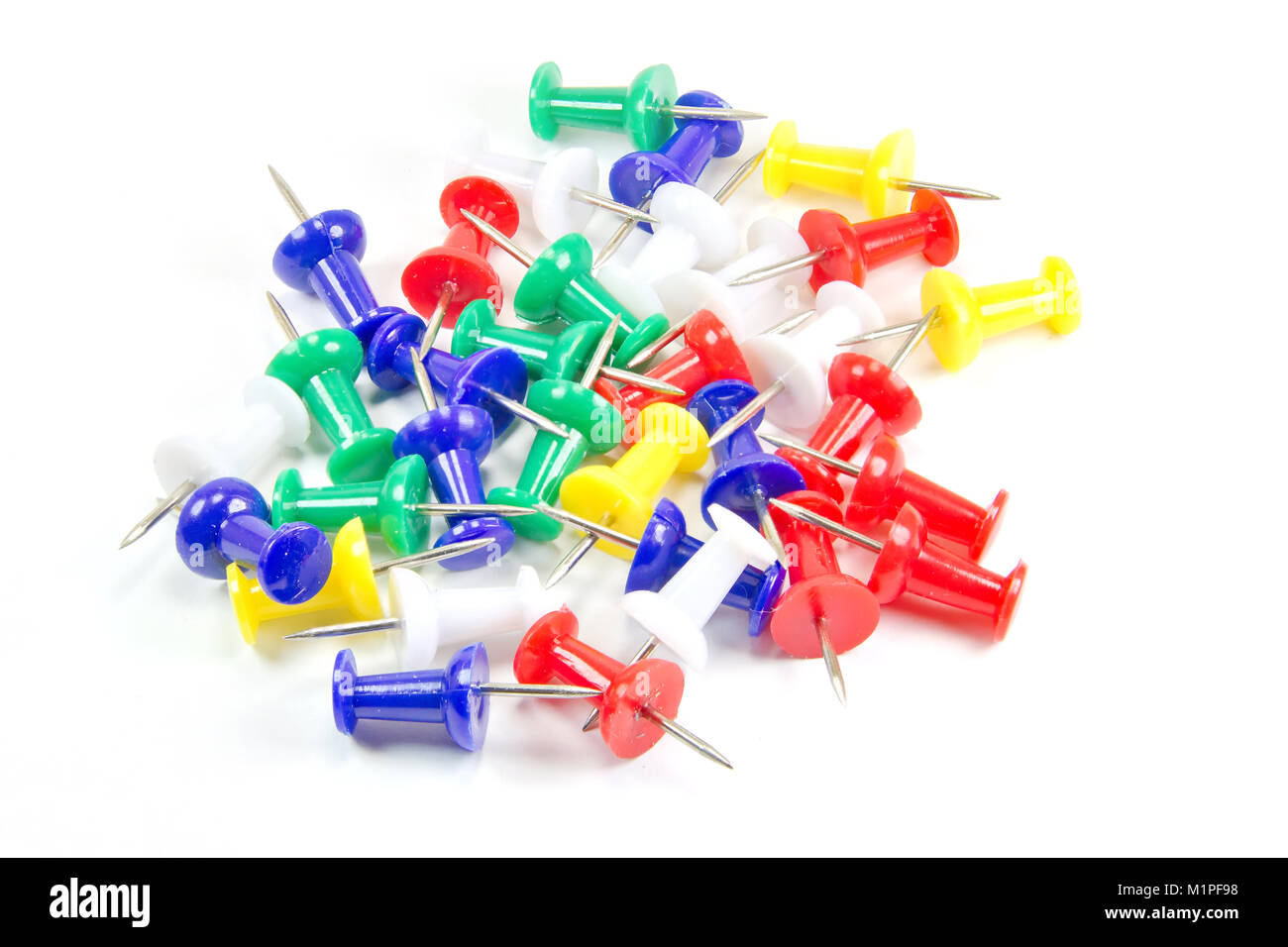 Set of multicolor push pins isolated on white background Stock Photo ...