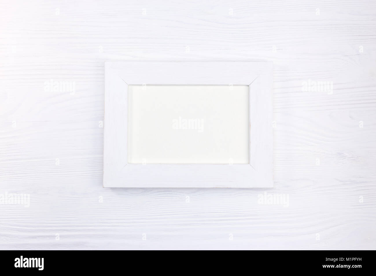 empty wooden picture frame horizontal on white background Stock Photo ...