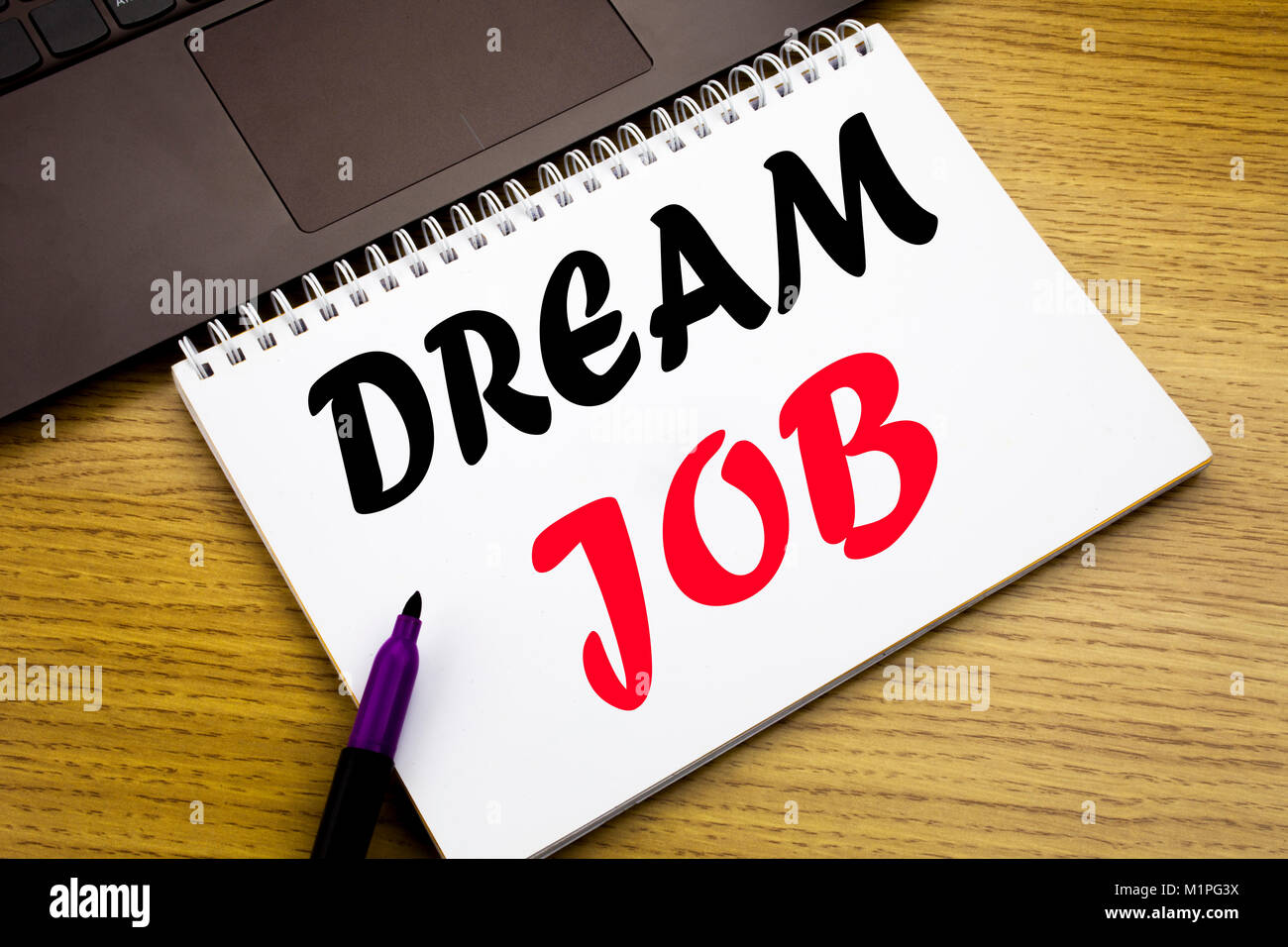 Hand writing text caption inspiration showing Dream Job. Business ...