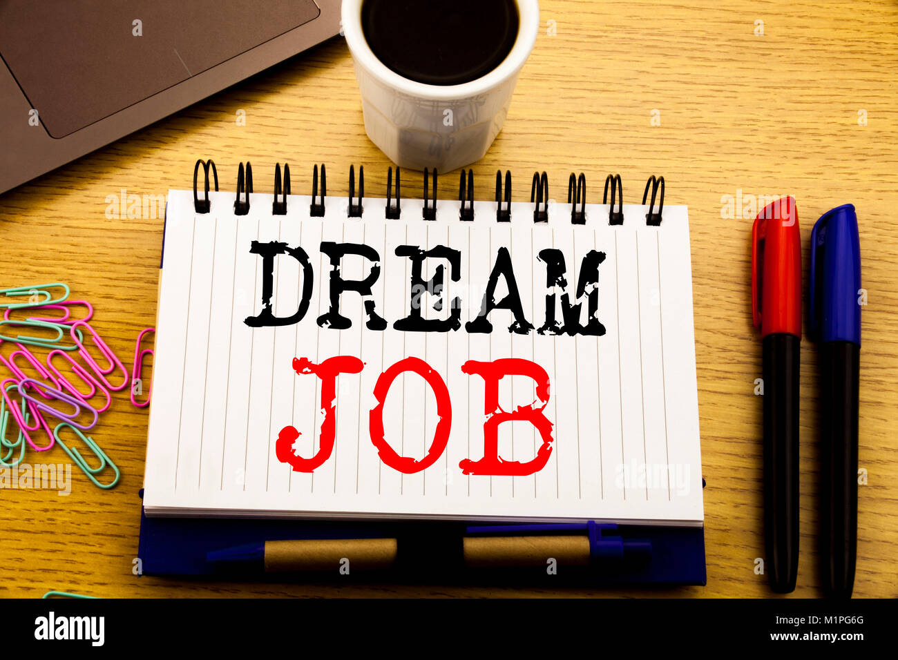 Hand writing text caption showing Dream Job. Business concept for ...