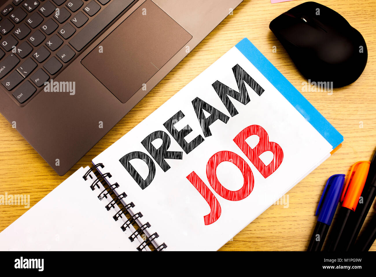 Handwritten text caption showing Dream Job. Business concept writing ...