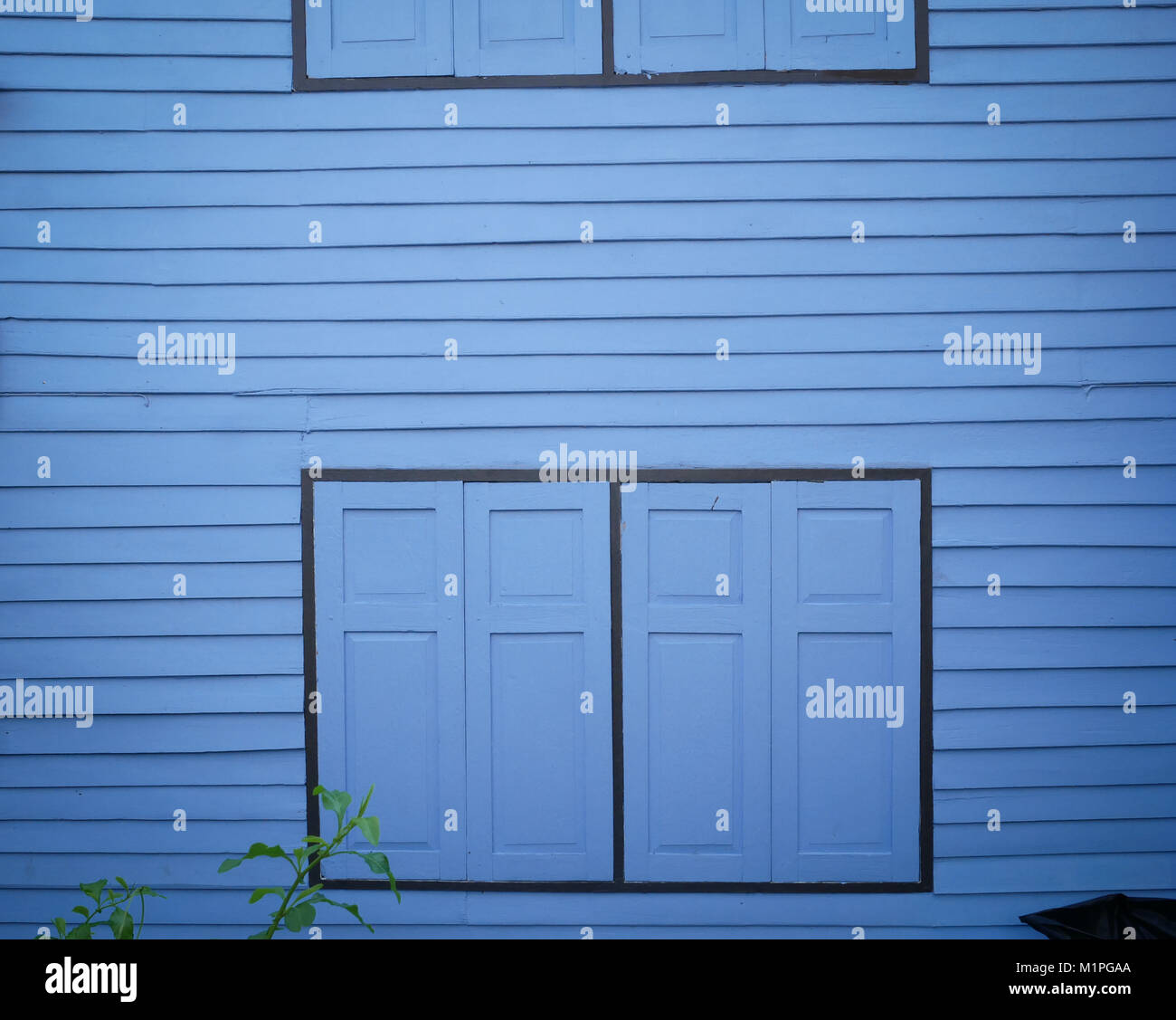 blue wood window of vintage retro style traditional Thai house Stock ...