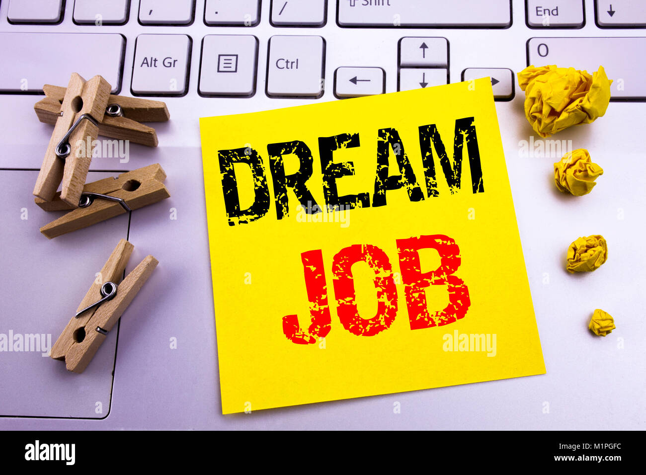 Hand writing text caption inspiration showing Dream Job. Business ...