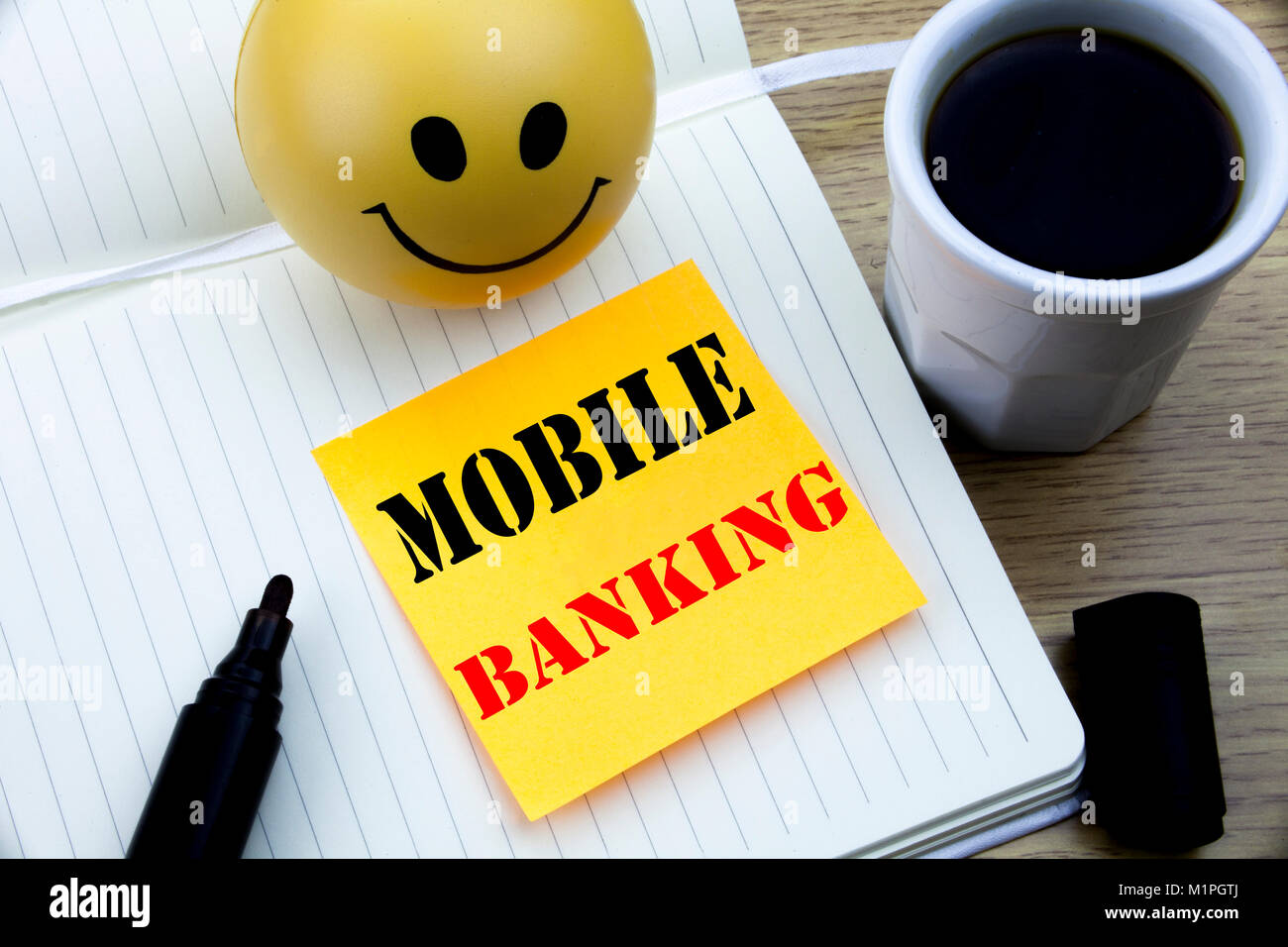 Writing text showing Mobile Banking. Business concept for Internet ...