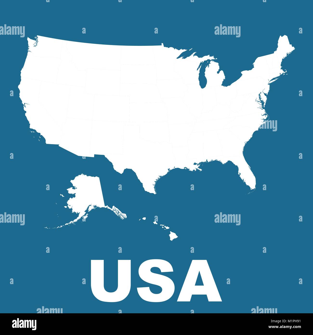 USA map on blue background. Flat vector Stock Vector Image & Art - Alamy