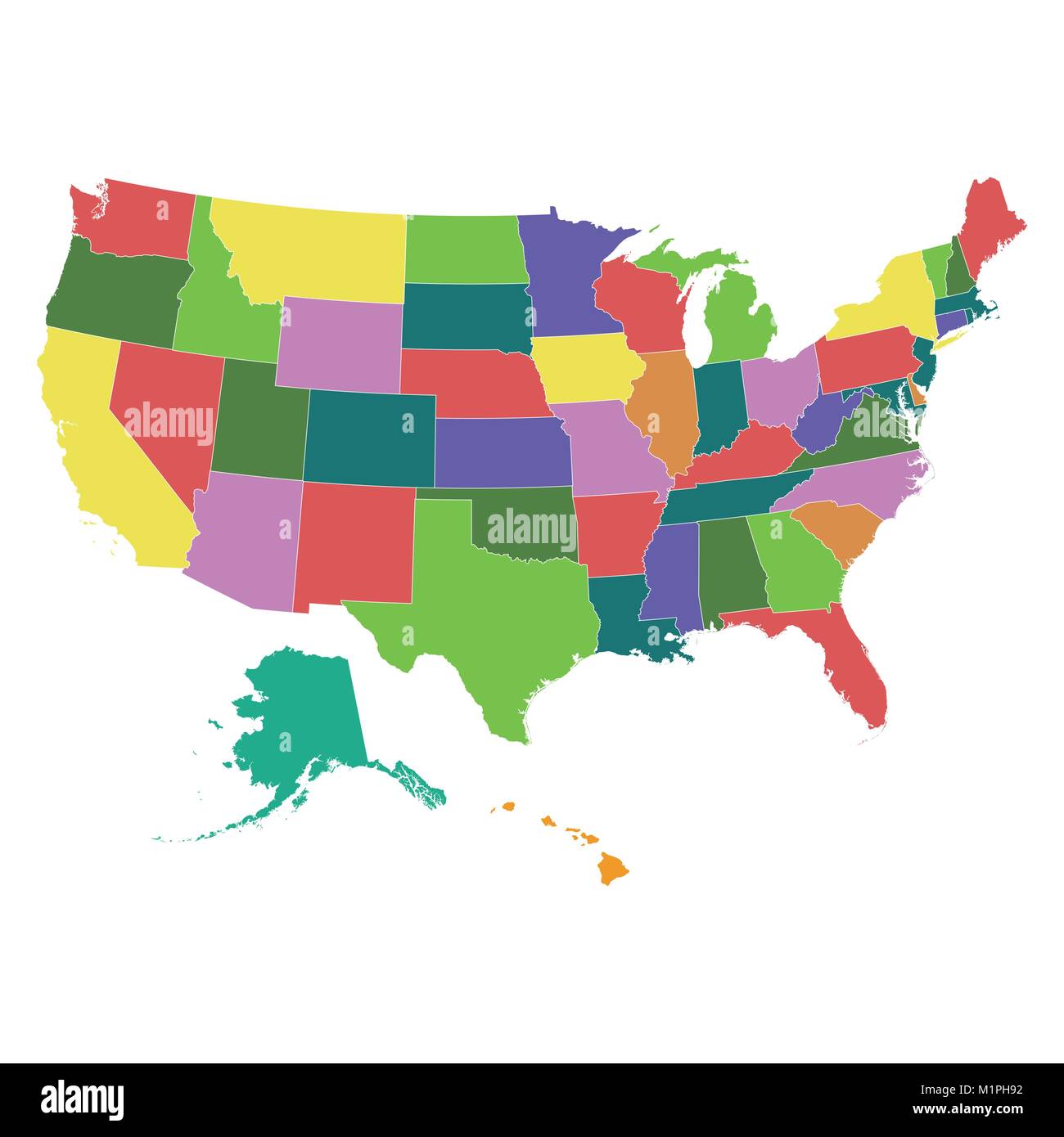 Vector illustration of a High Detail USA Map with federal states Stock ...