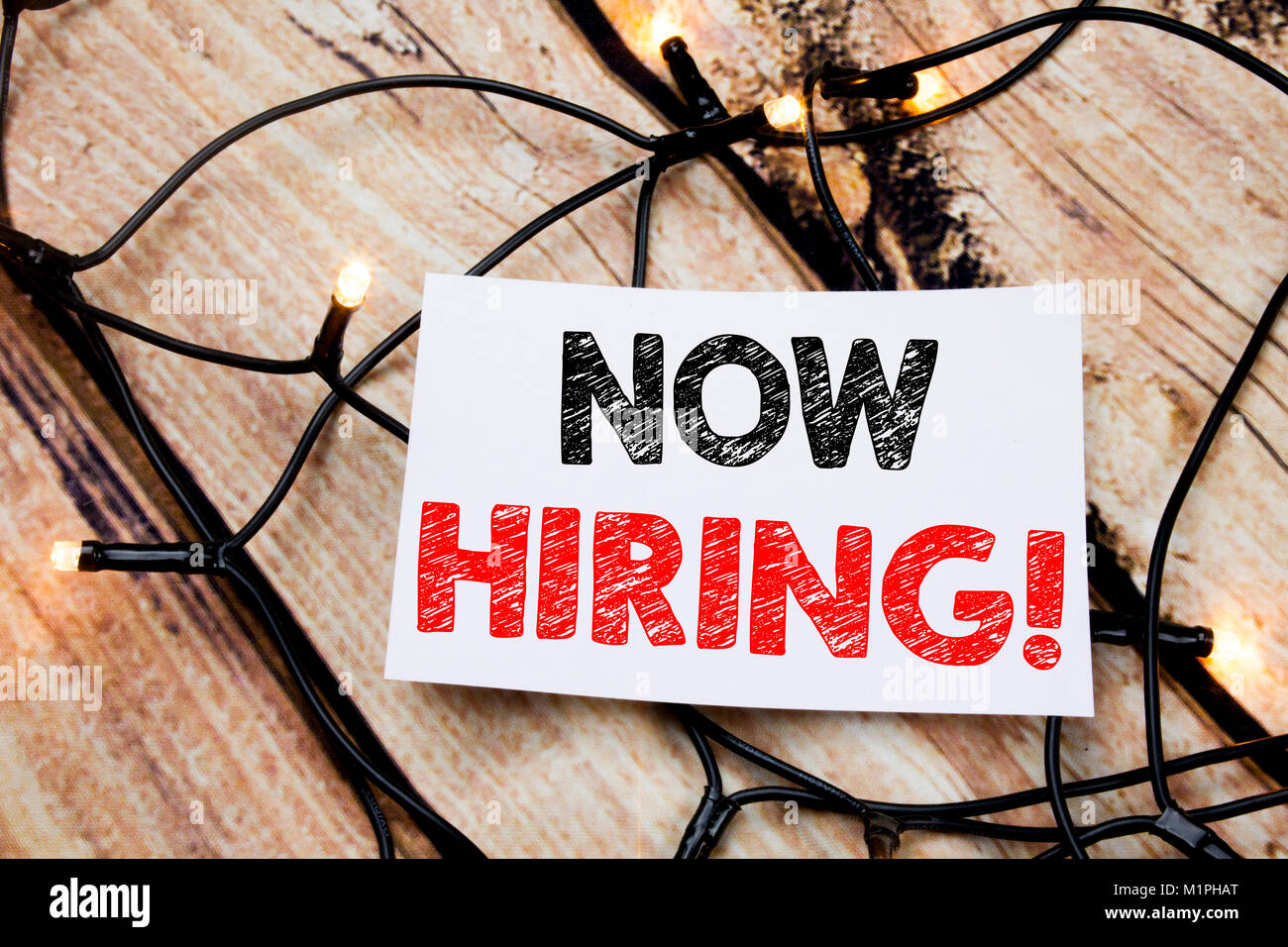 Handwritten text caption showing Now Hiring. Business concept writing ...