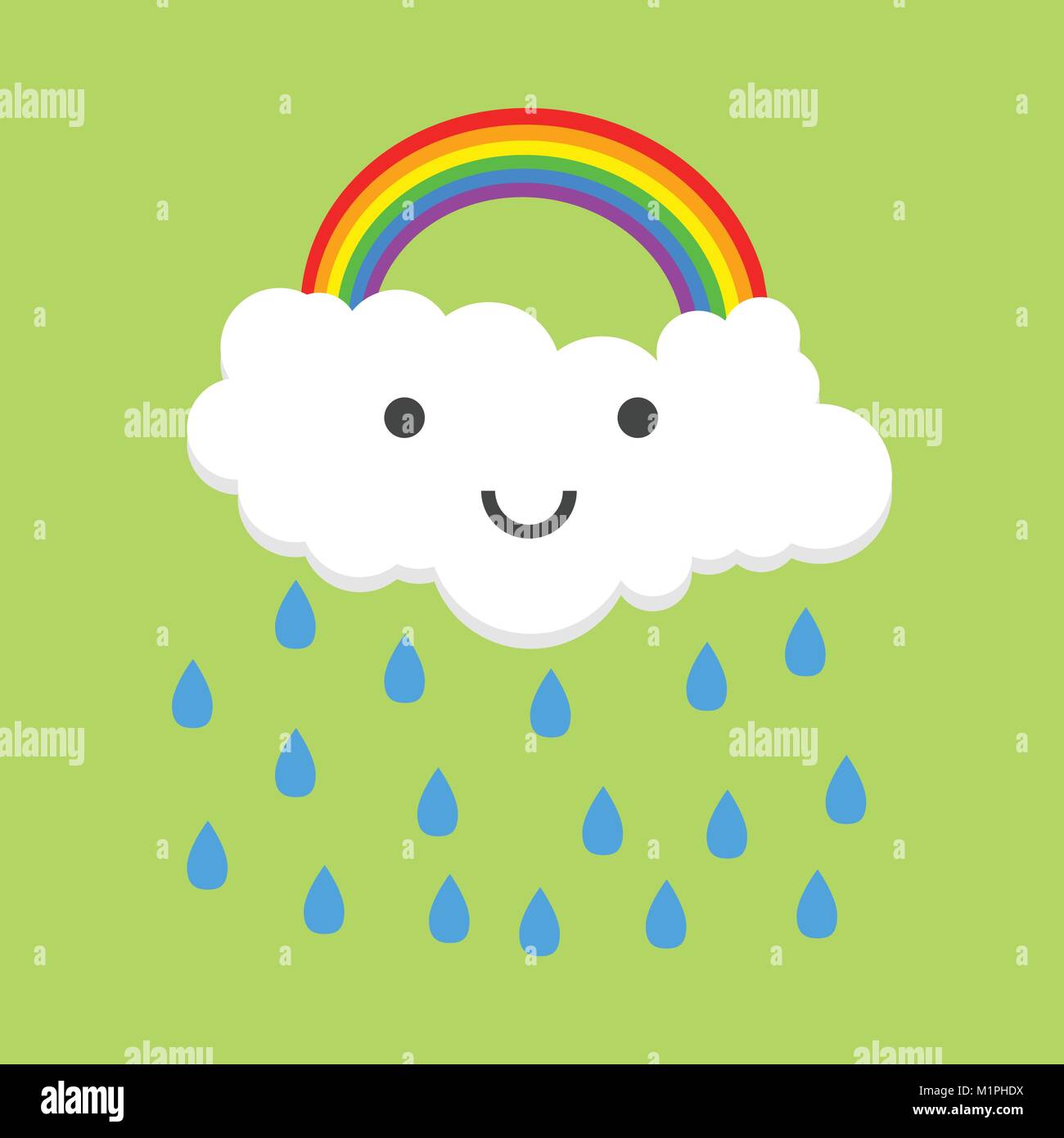 Color happy rainbow with rain. Vector illustration Stock Vector Image ...