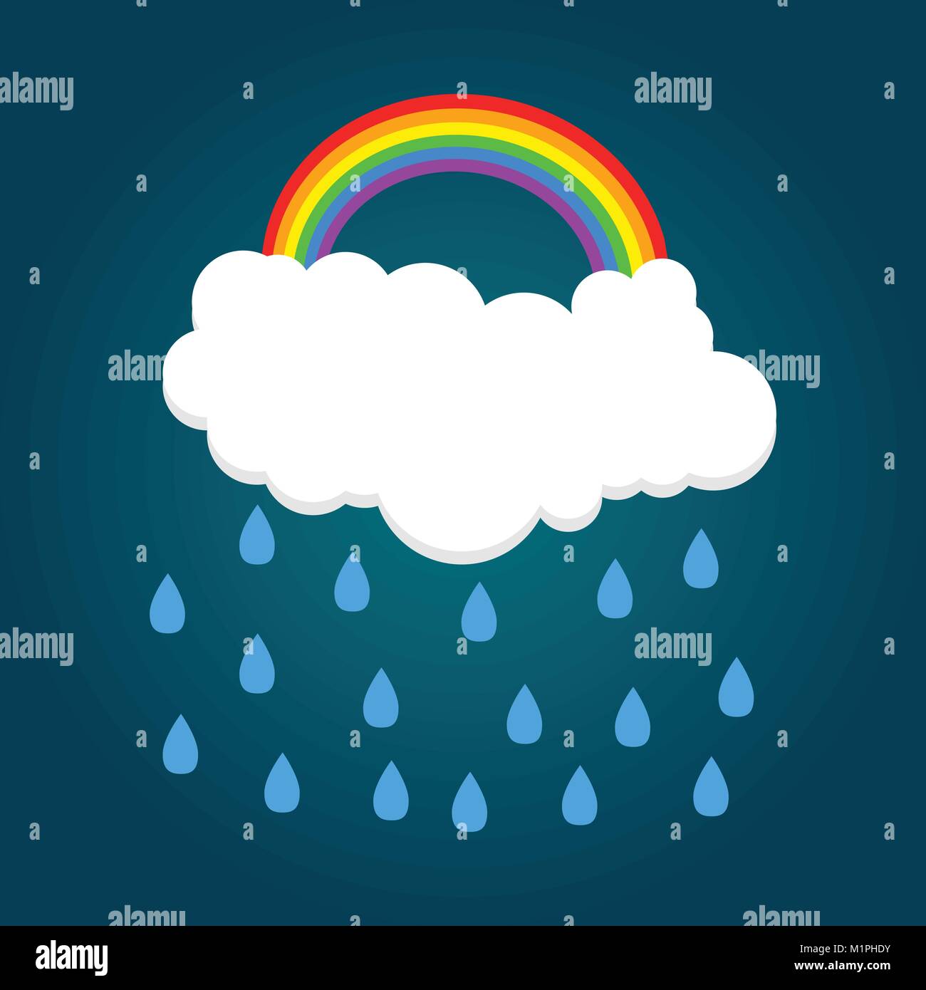Cloud with rainbow and rain. Vector illustration Stock Vector Image ...