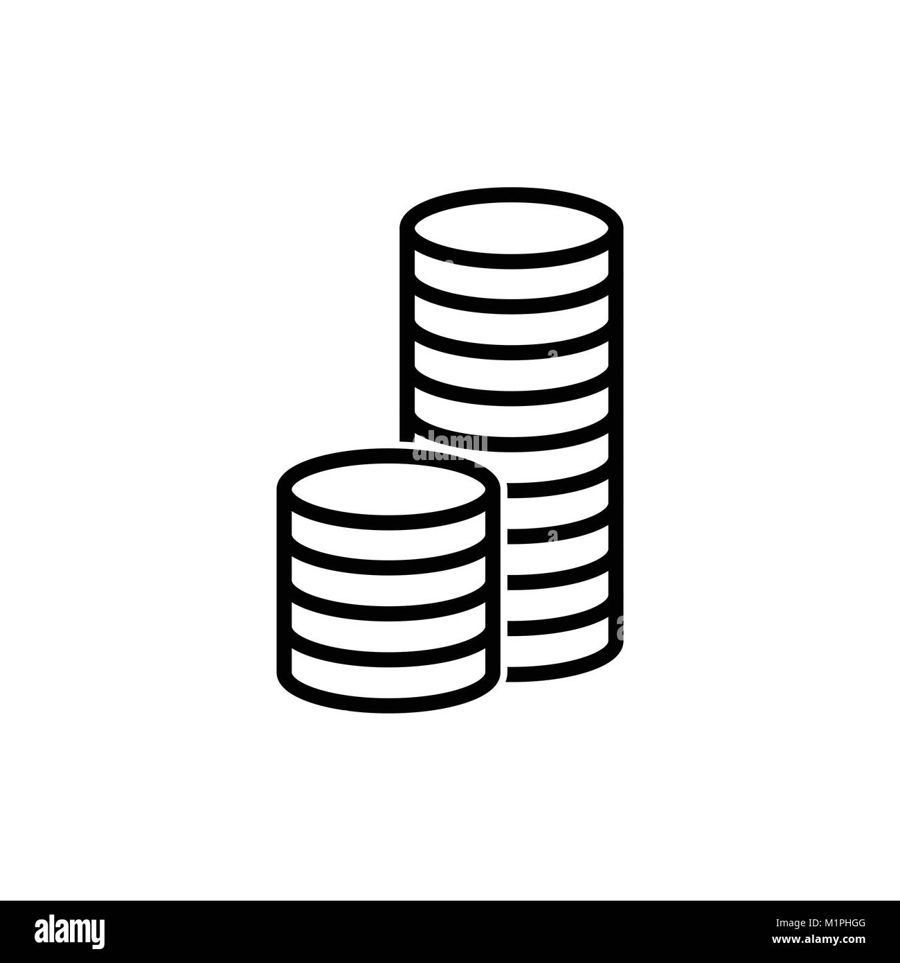 Money icon. Black coins flat vector illustration Stock Vector Image ...