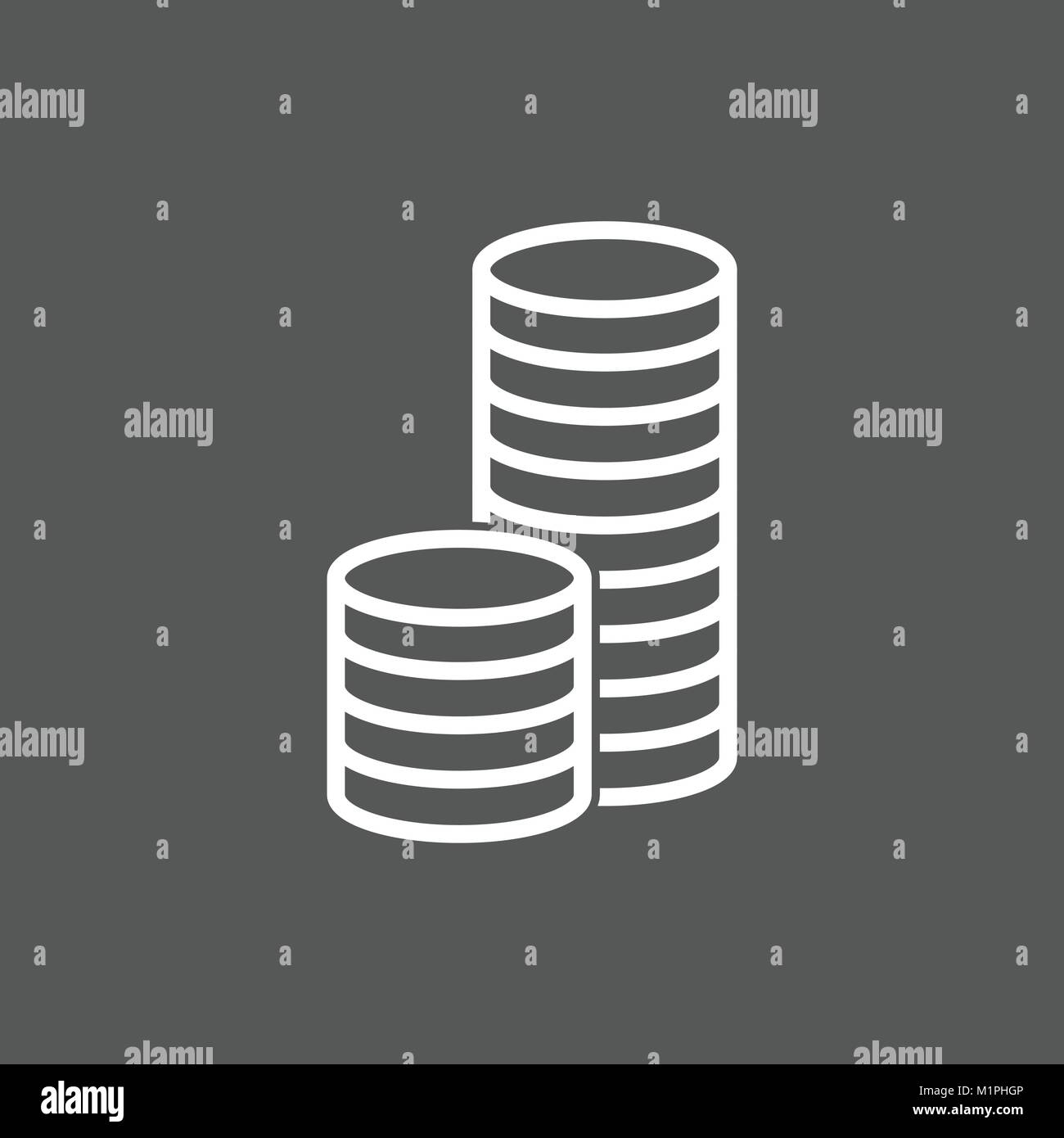 Stack coins icon. Money flat vector illustration on grey background ...