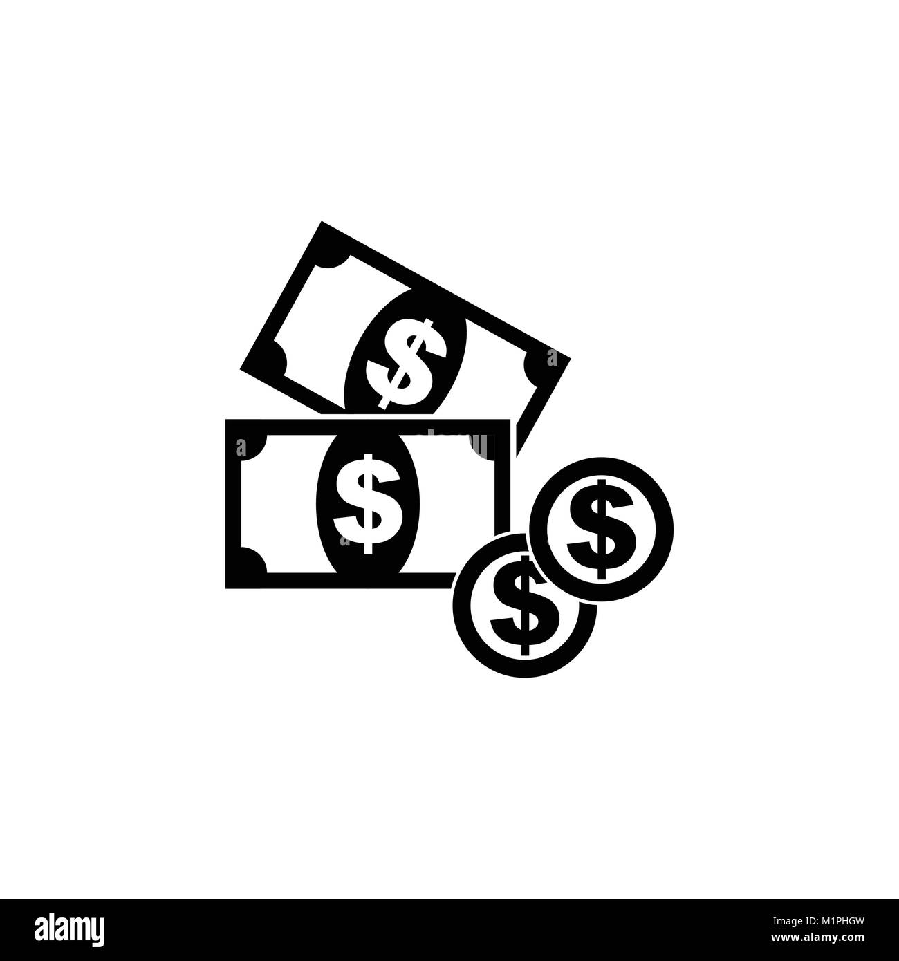 Money icon. Black coins flat vector illustration Stock Vector Image ...