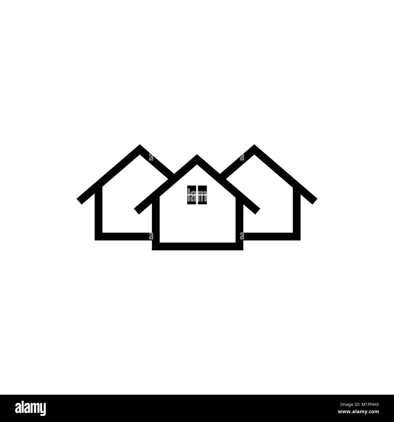 Home icon. House flat vector illustration on grey background Stock ...