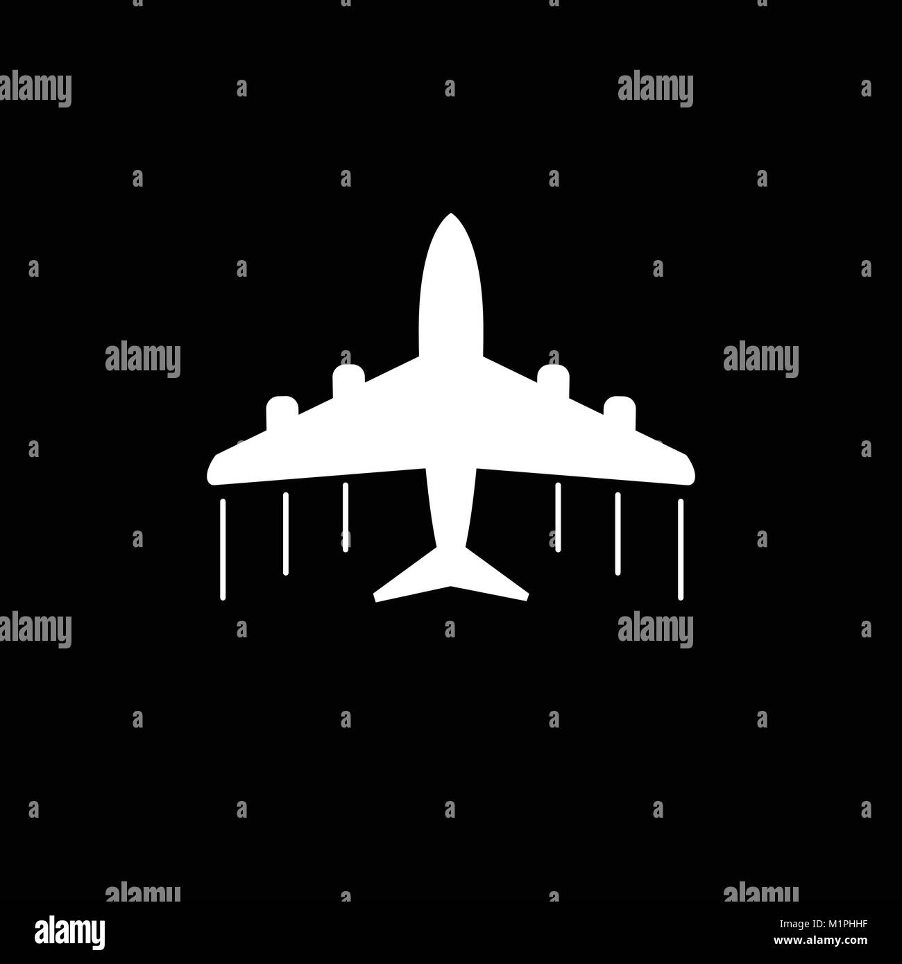 Plane icon. Airplane flat vector illustration on grey background Stock ...