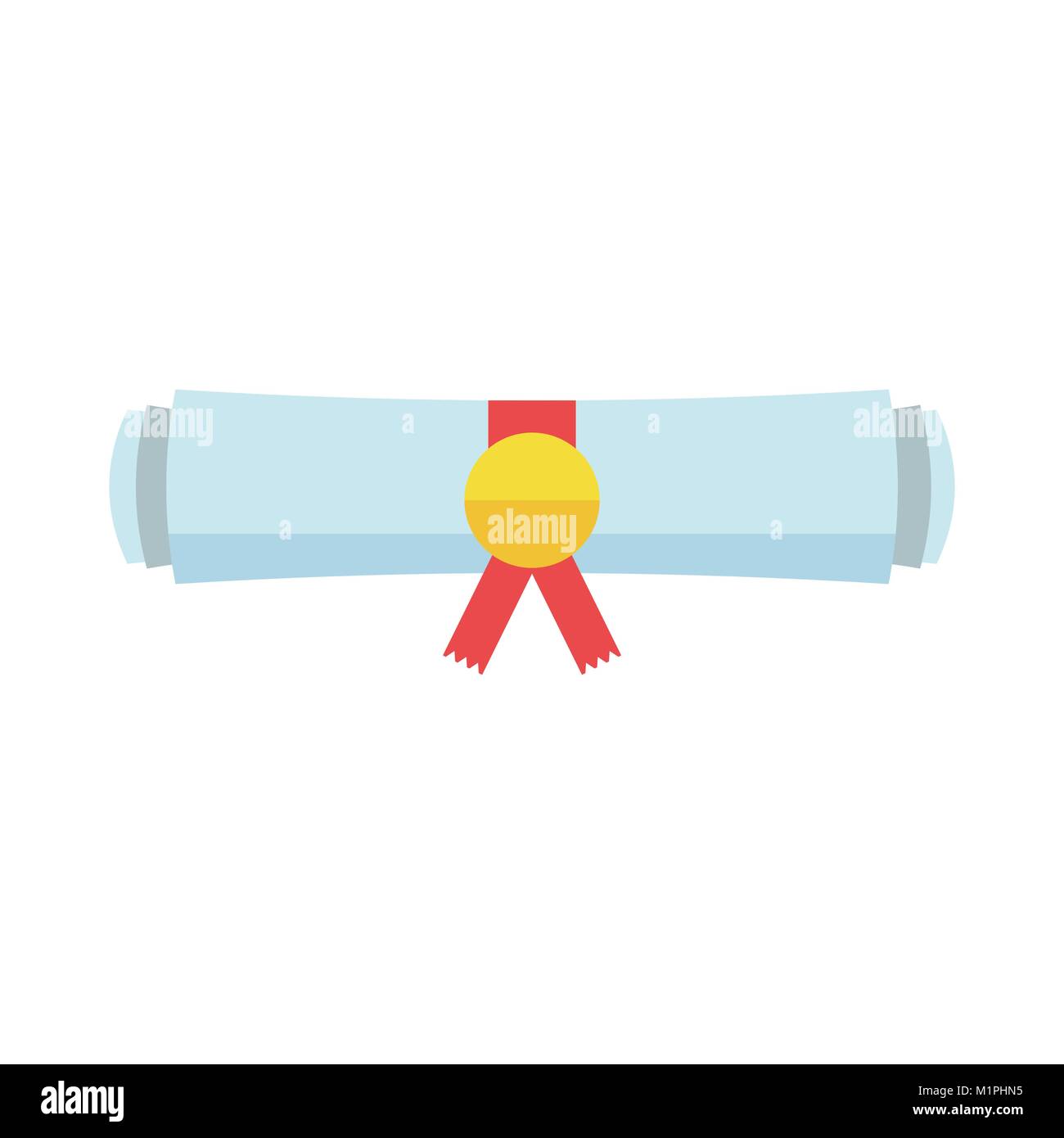 Diploma rolled scroll flat design icon. Finish education symbol ...