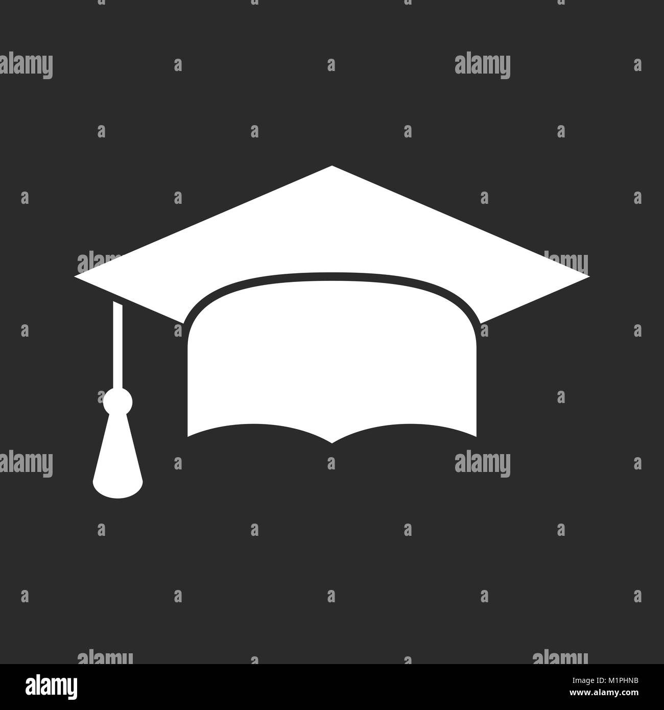 Graduation cap flat design icon. Finish education symbol. Graduation ...
