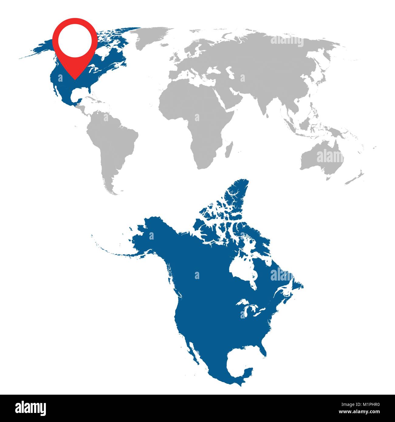 Detailed map of North America and World map navigation set. Flat vector ...