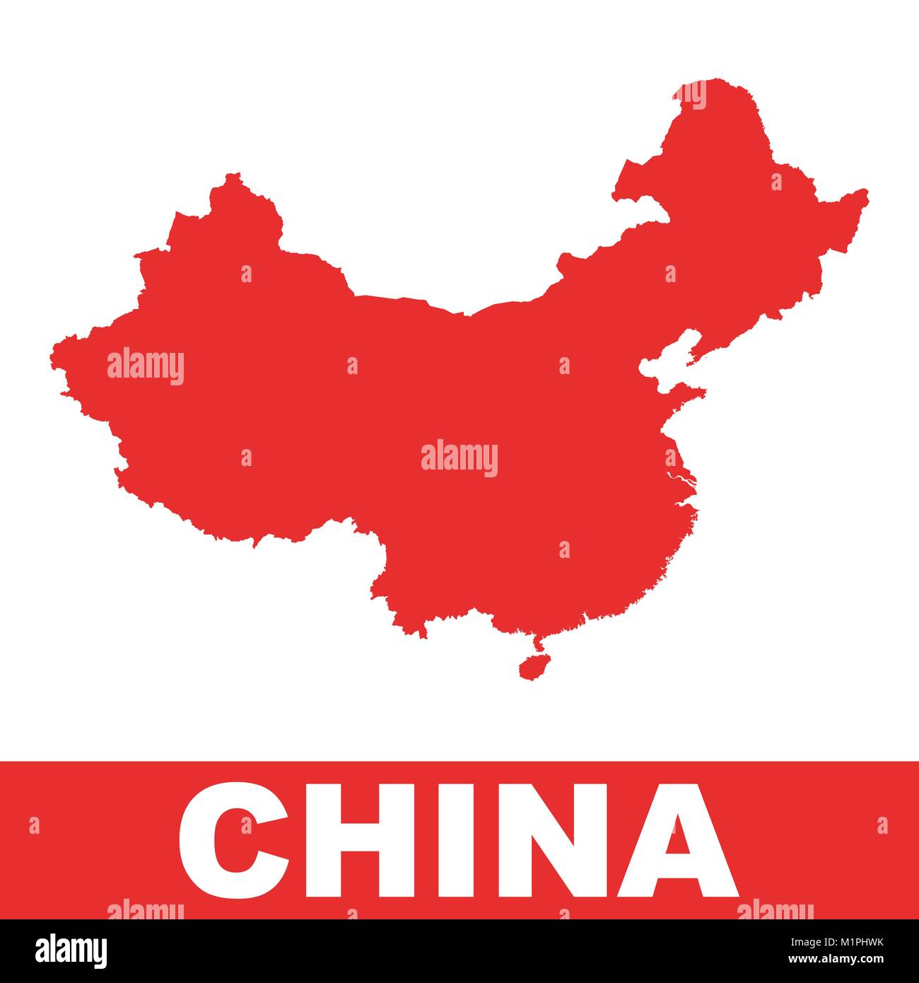 China map. Colorful red vector illustration on white background Stock ...