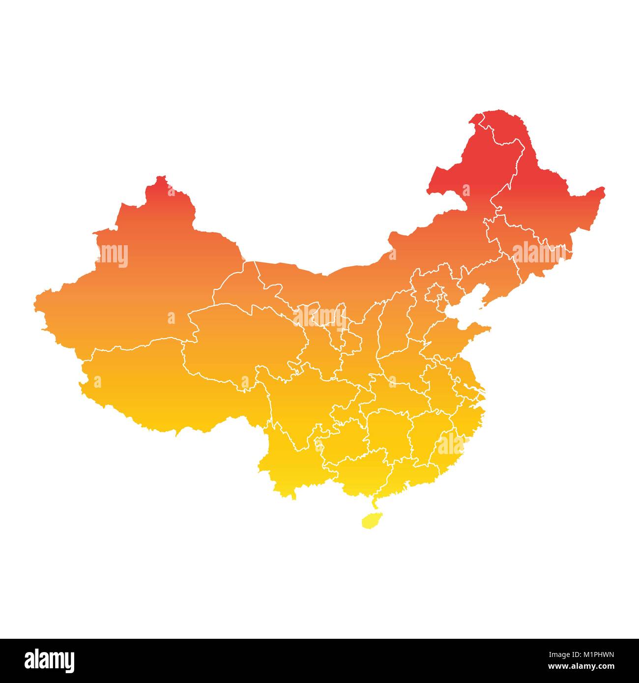 China map. Colorful orange vector illustration on white background ...