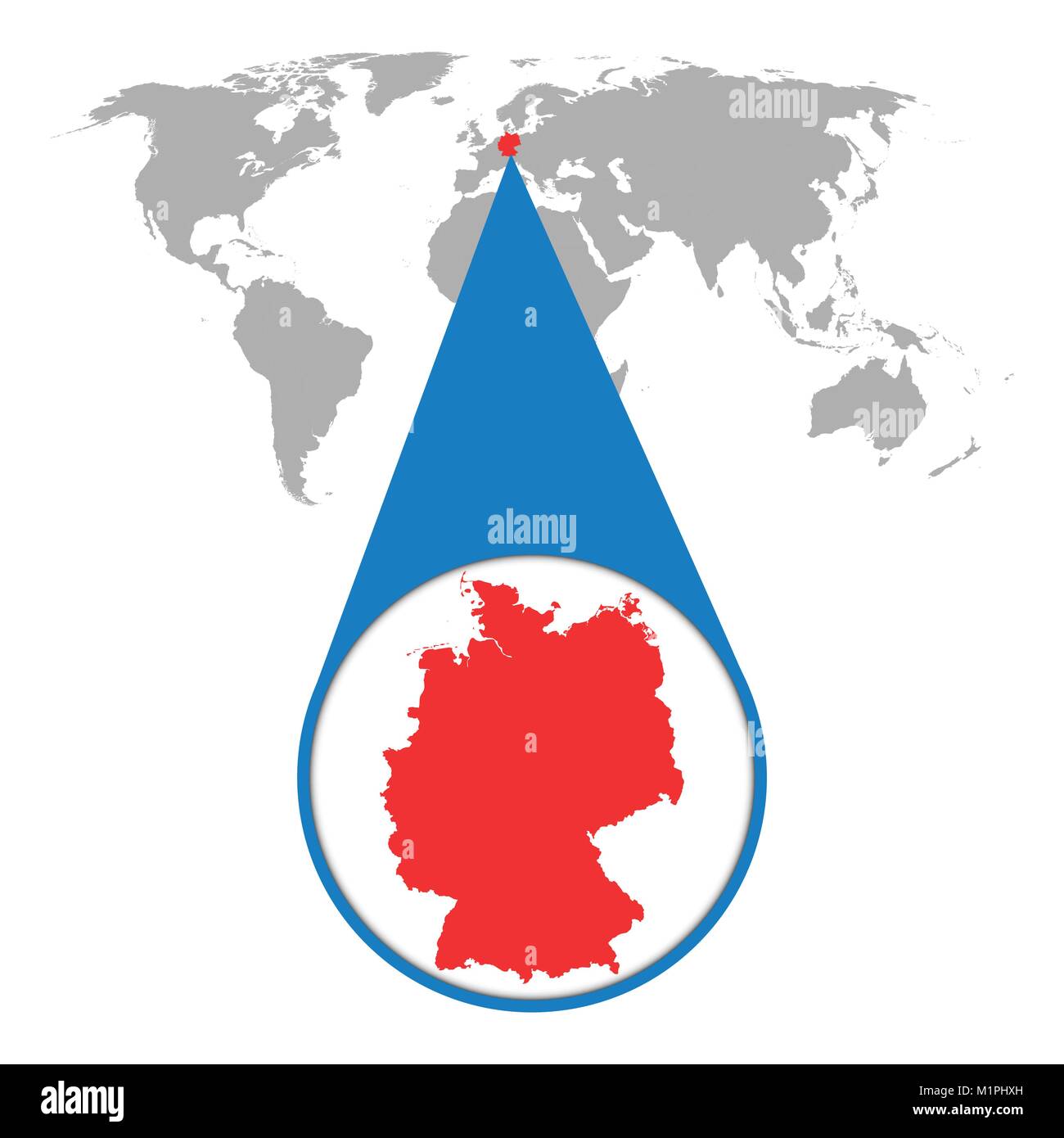 World map with zoom on Germany. Map in loupe. Vector illustration in ...