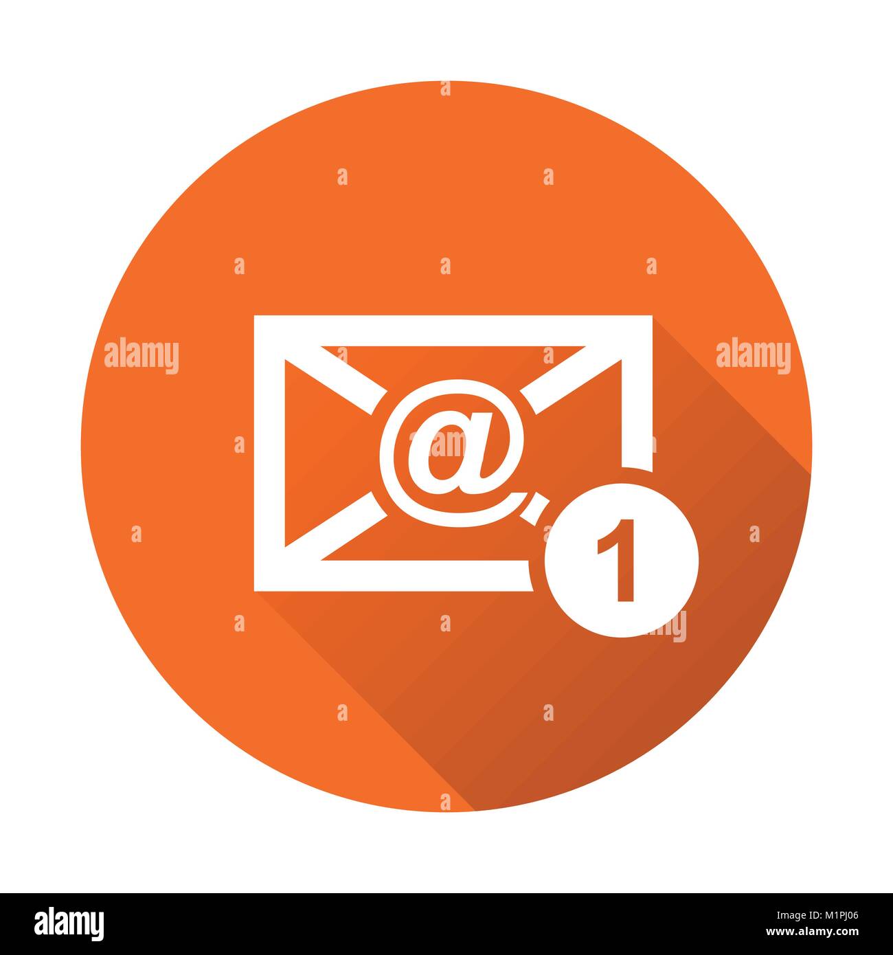 Email envelope message. Vector illustration in flat style on round ...