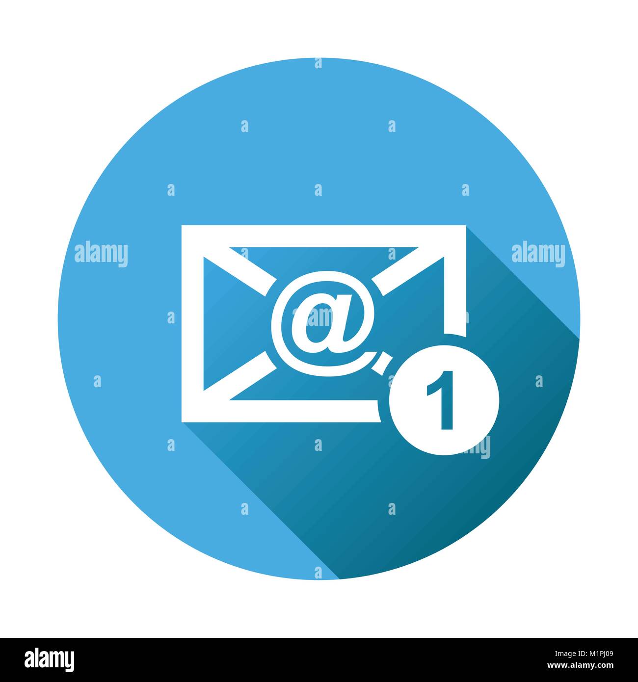 Email envelope message. Vector illustration in flat style on round blue ...