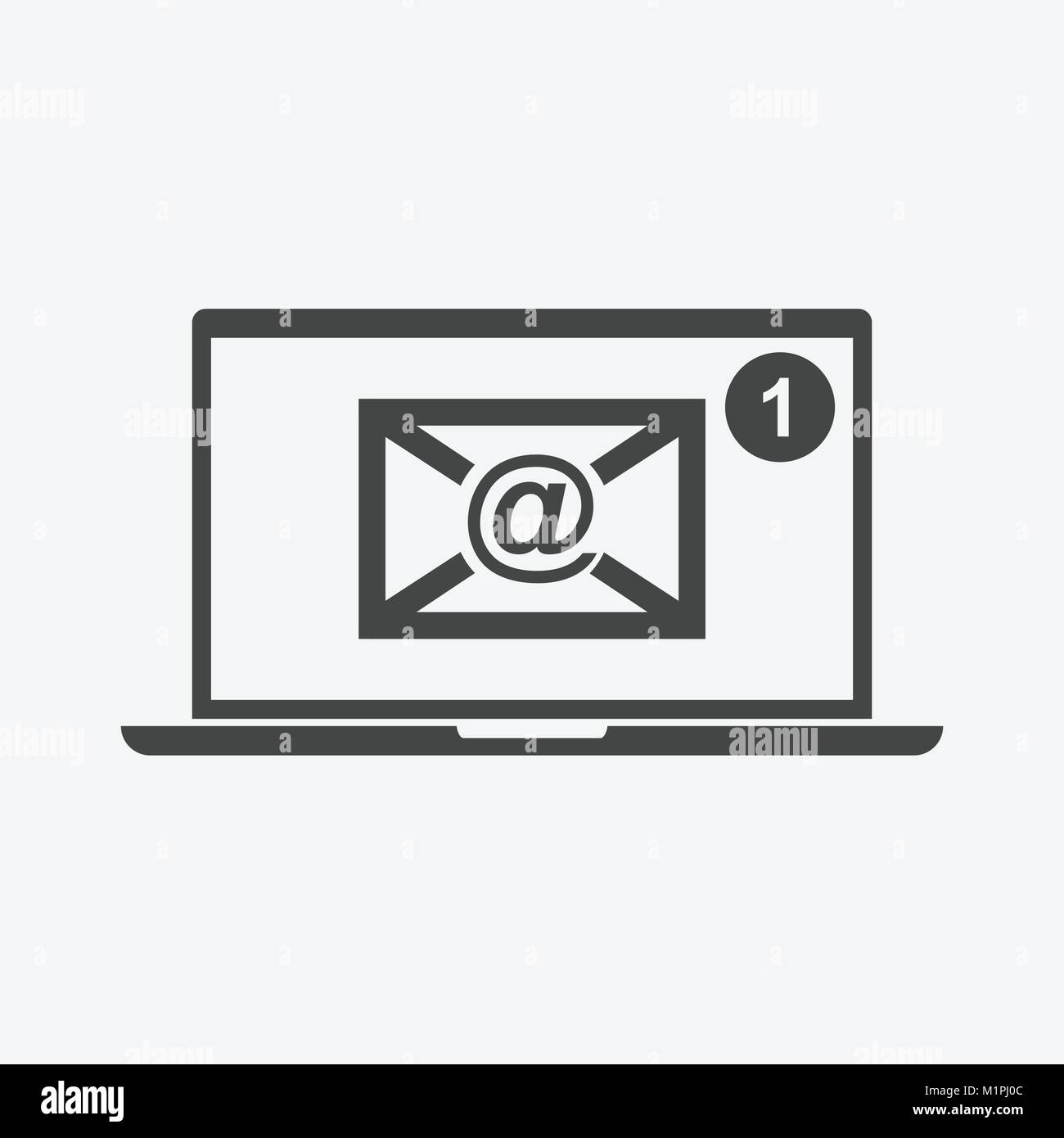 Email envelope message on laptop. Vector illustration in flat style on ...