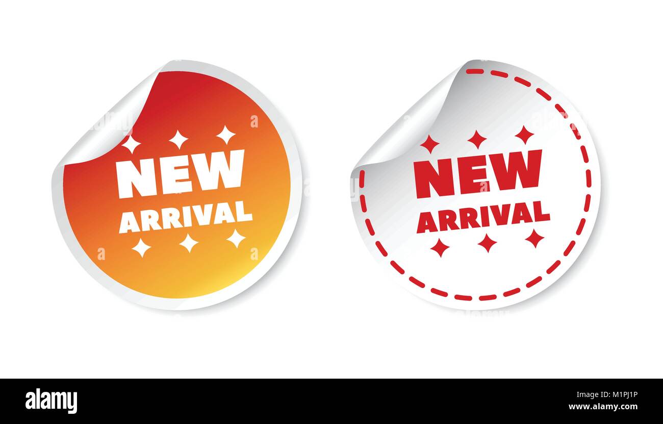 New arrival stickers. Vector illustration on white background Stock ...