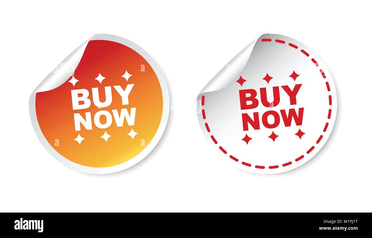 Buy now stickers. Vector illustration on white background Stock Vector ...