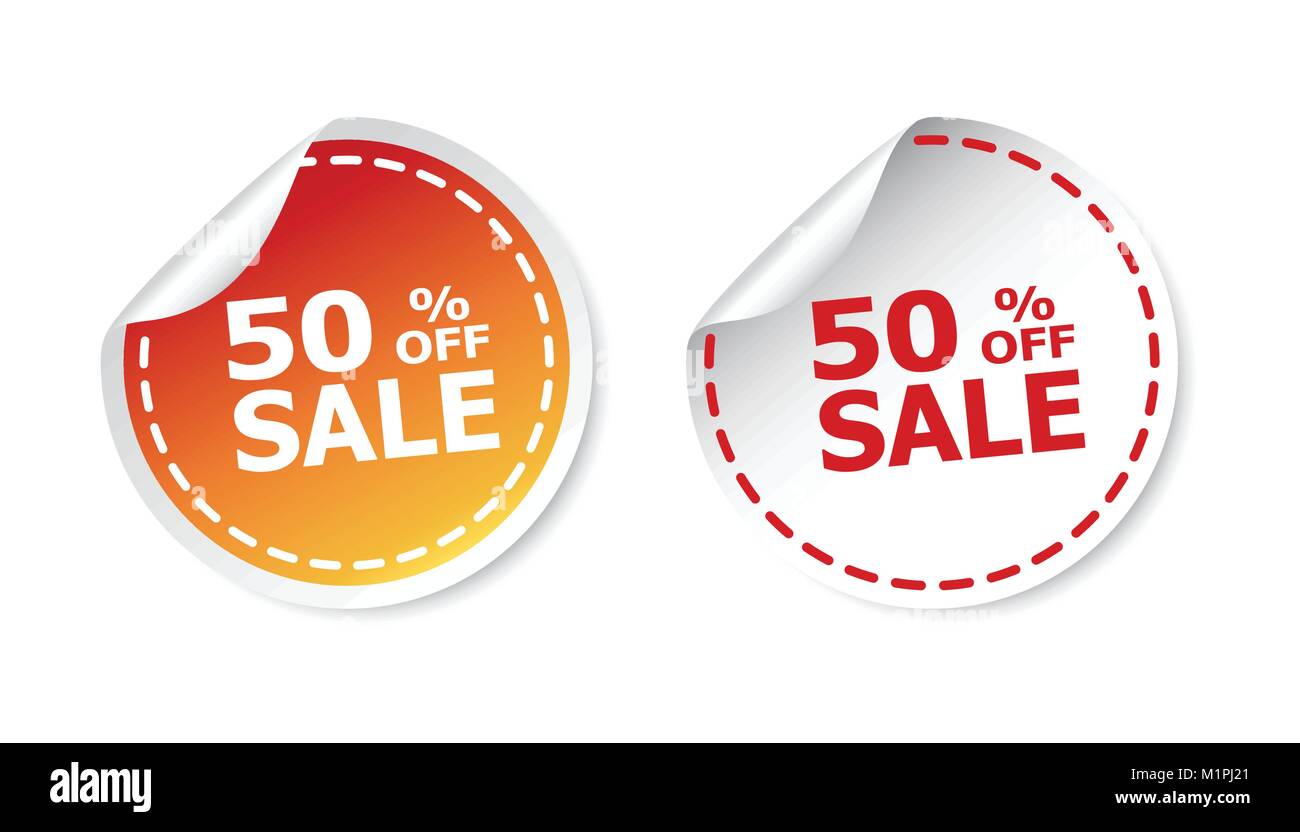 Sale stickers 50% percent off. Vector illustration on white background ...