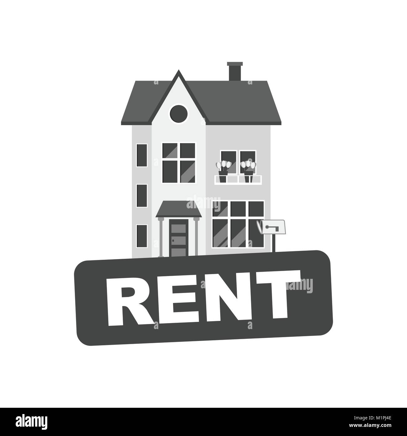 Rent sign with house. Home for rental. Vector illustration in flat ...