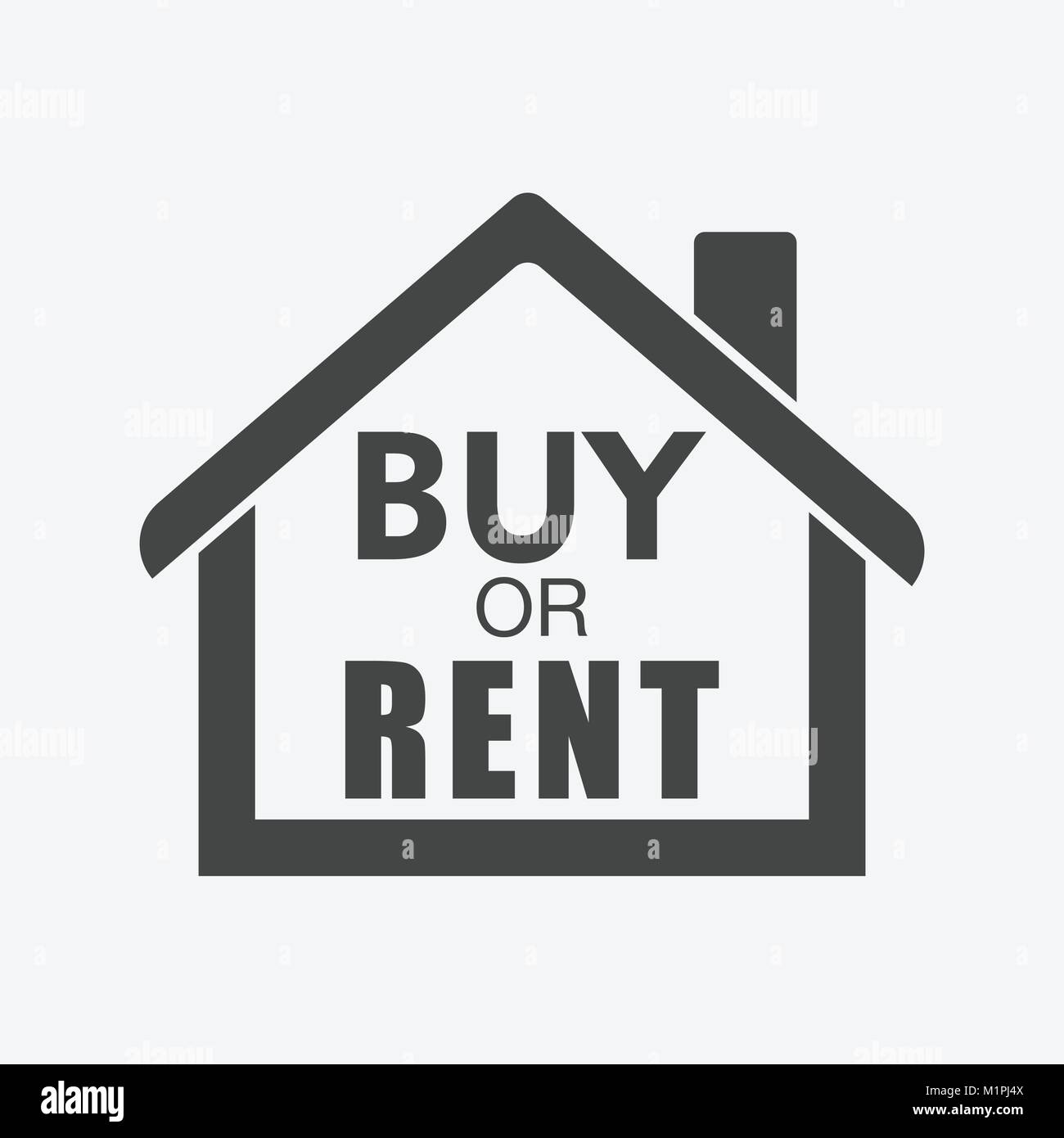 Buy or rent house. Black home symbol with the question. Vector ...