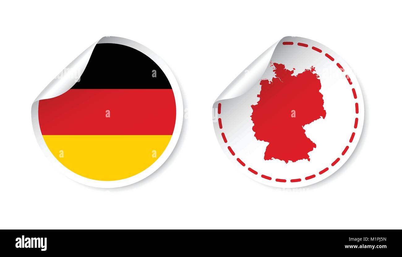 Germany sticker with flag and map. Label, round tag with country ...
