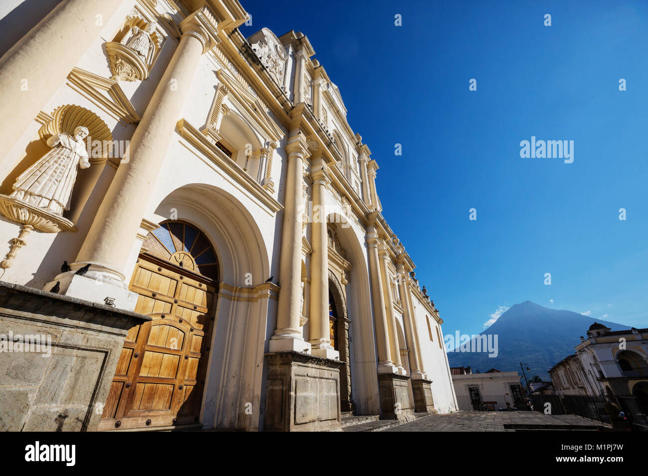 Colonial architecture in ancient Antigua Guatemala city, Central ...