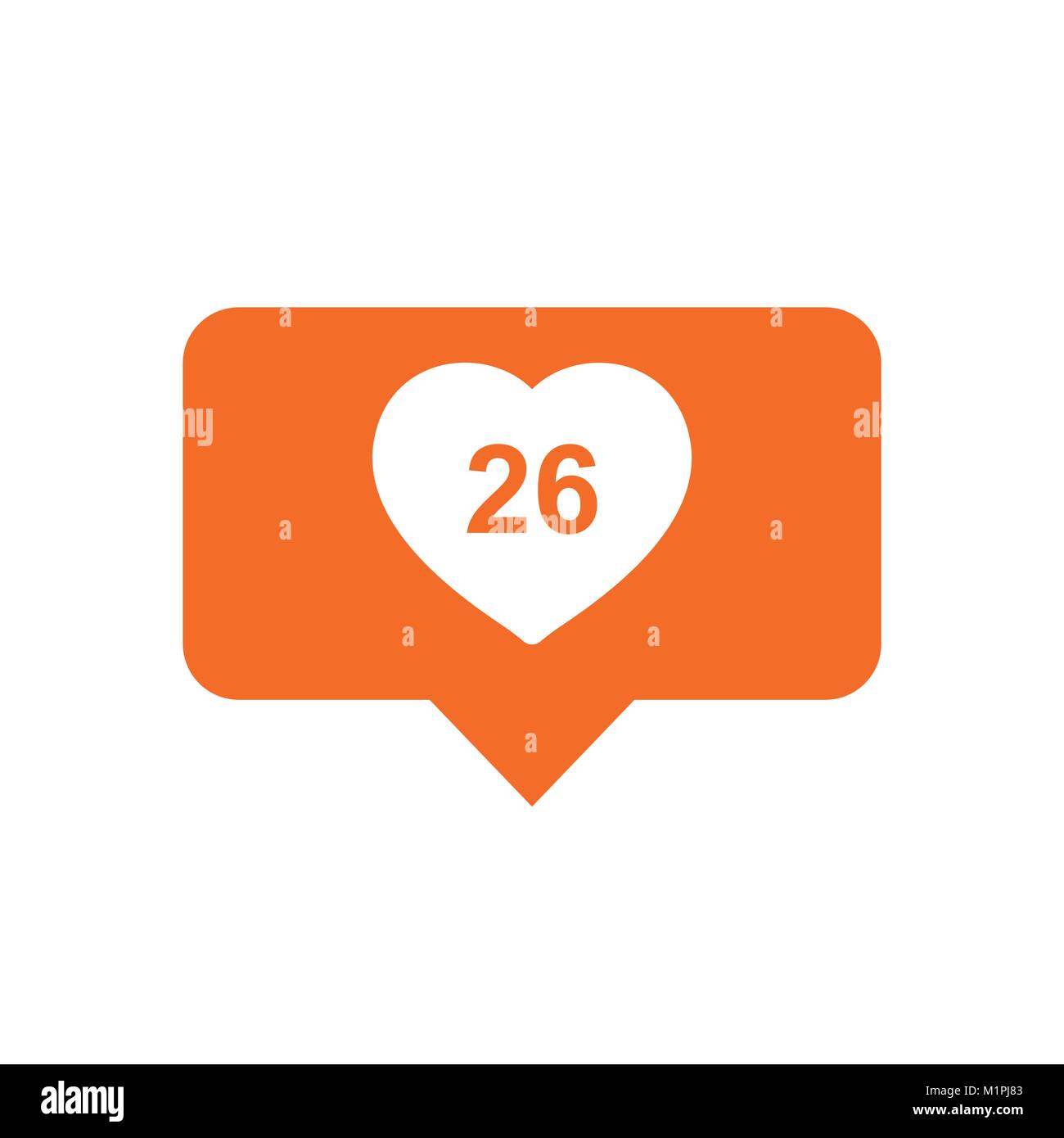 Like, comment, follower icon. Orange flat vector illustration with ...