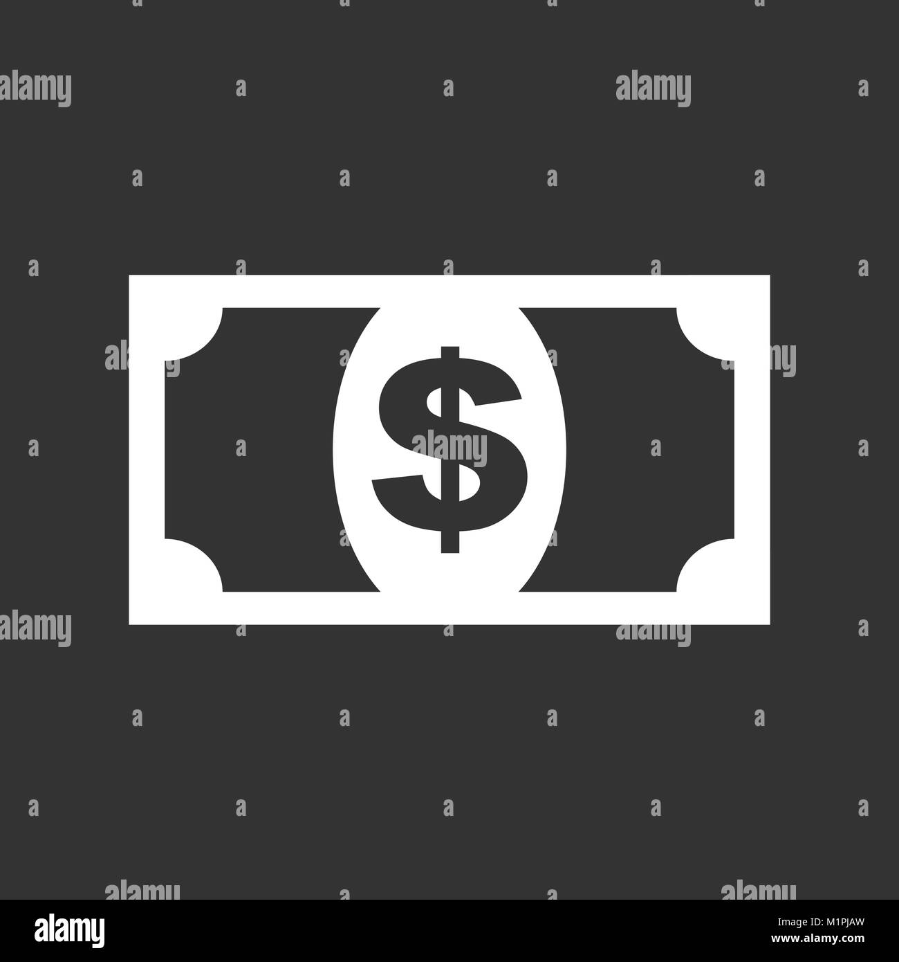 Money icon. Vector illustration in flat style. Dollar on black ...