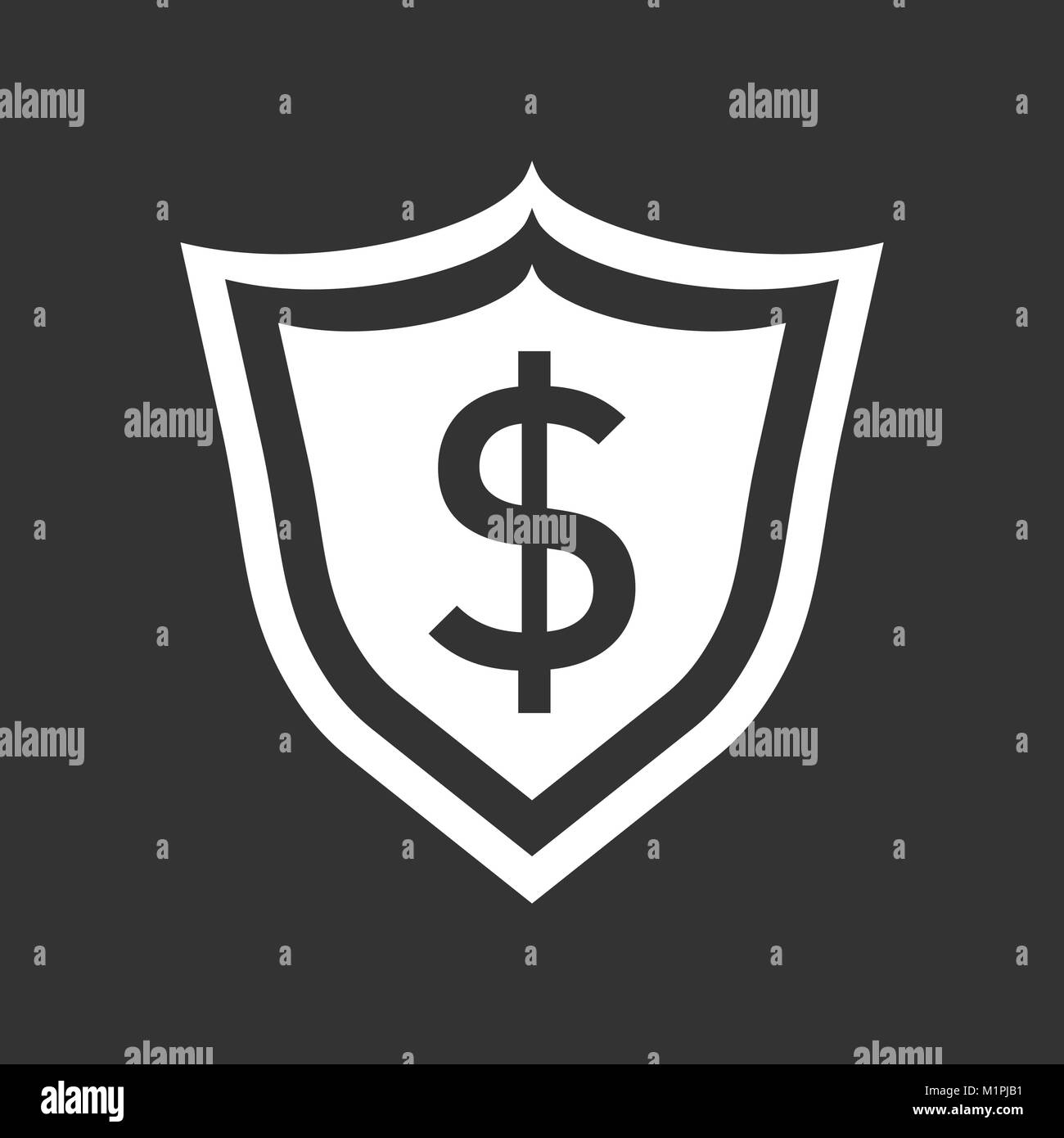 Vector shield with money. Illustration in flat style with dollar on ...