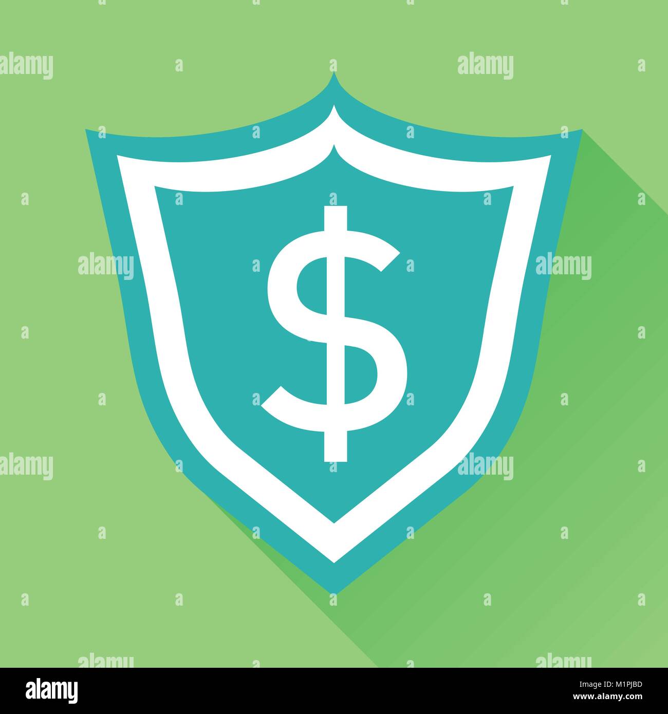 Vector shield with money. Illustration in flat style with dollar on ...