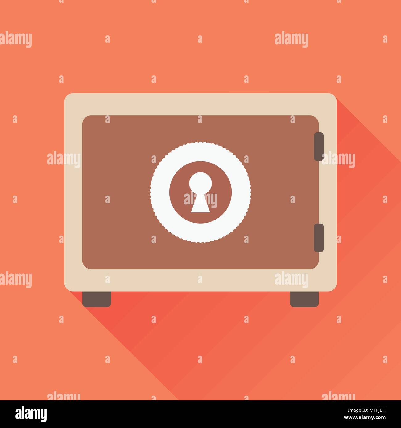 Money safe icon. Vector illustration in flat style on orange background ...