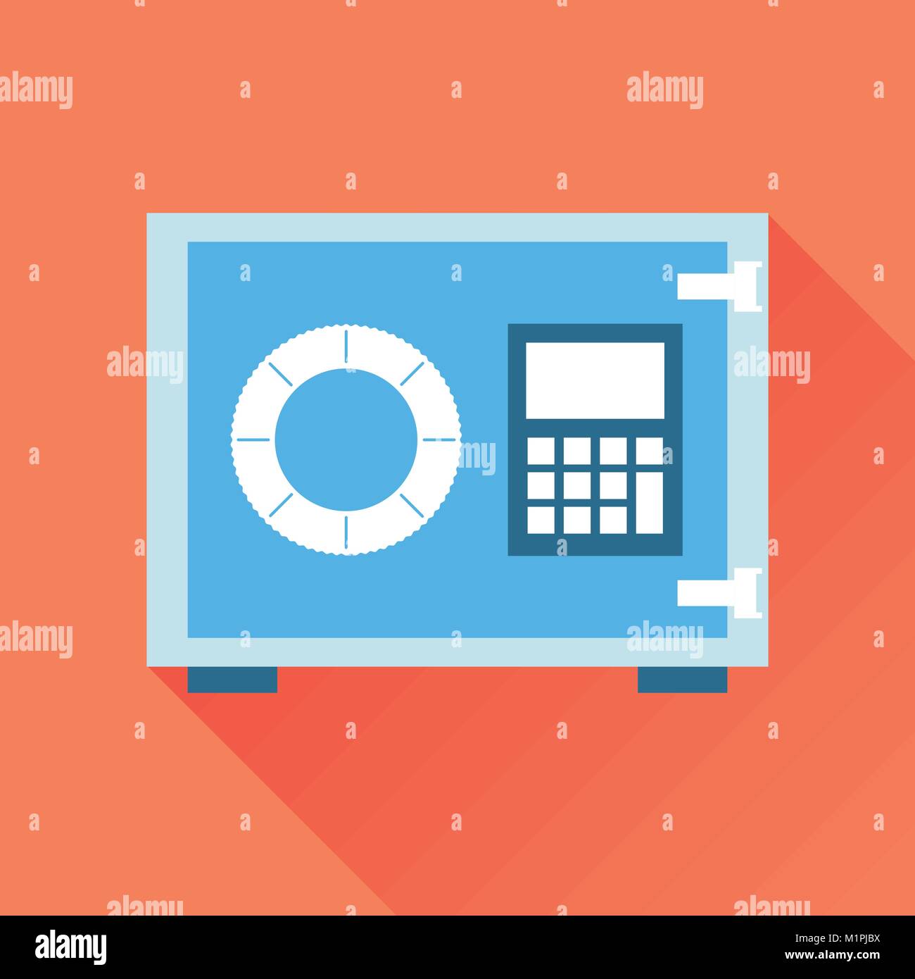 Money safe icon. Vector illustration in flat style on orange background ...