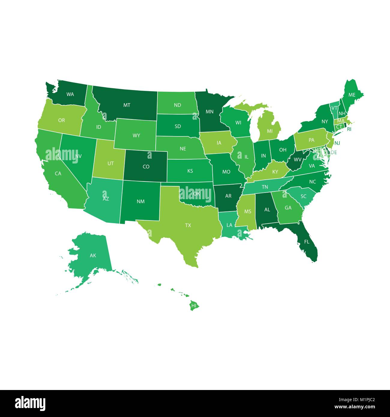High detailed USA map with federal states. Vector illustration United ...